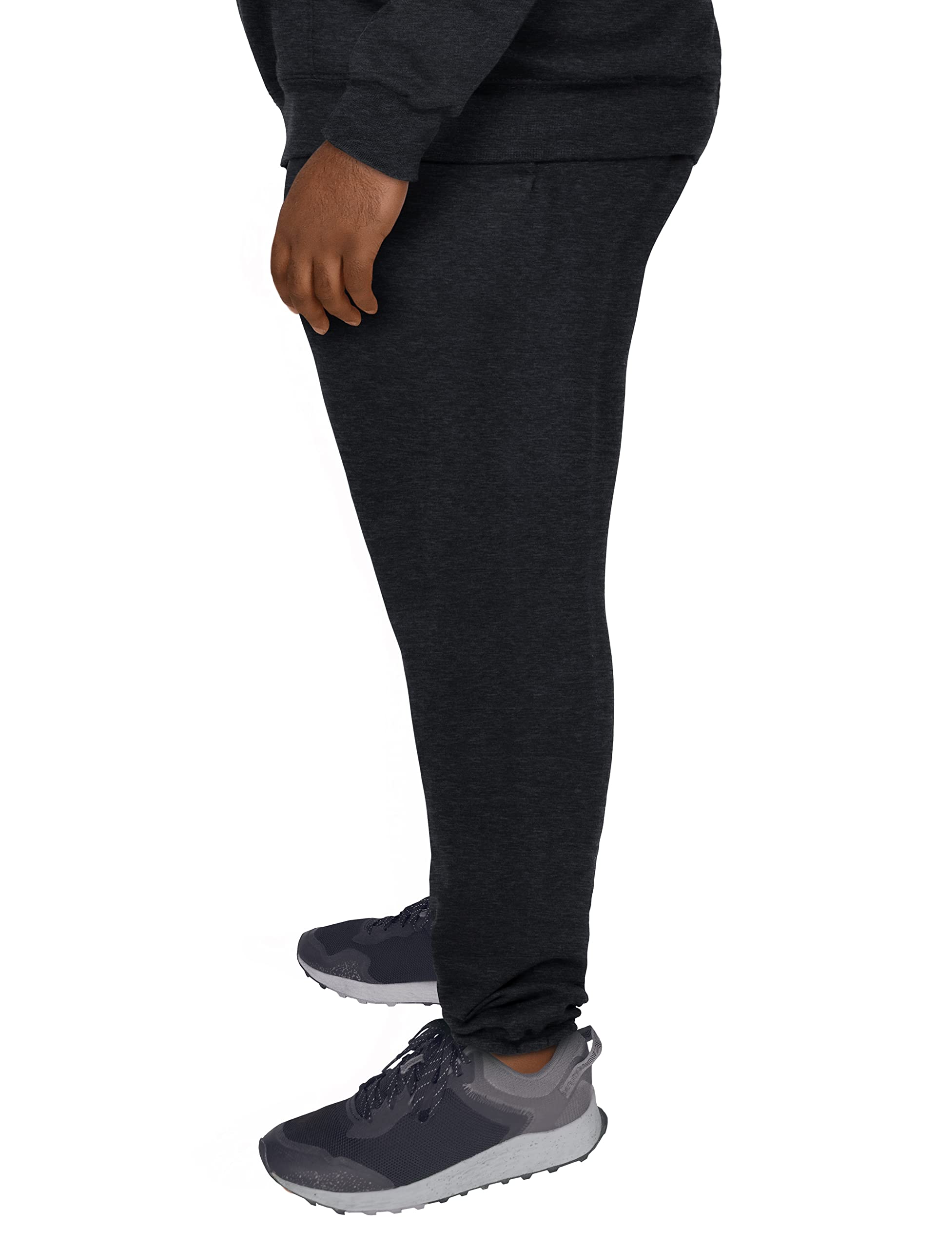 Fruit of the Loom Men's Tall Eversoft Fleece Elastic Bottom Sweatpants with Pockets, Relaxed Fit, Moisture Wicking, Breathable, Black Heather, 3X-Large Big