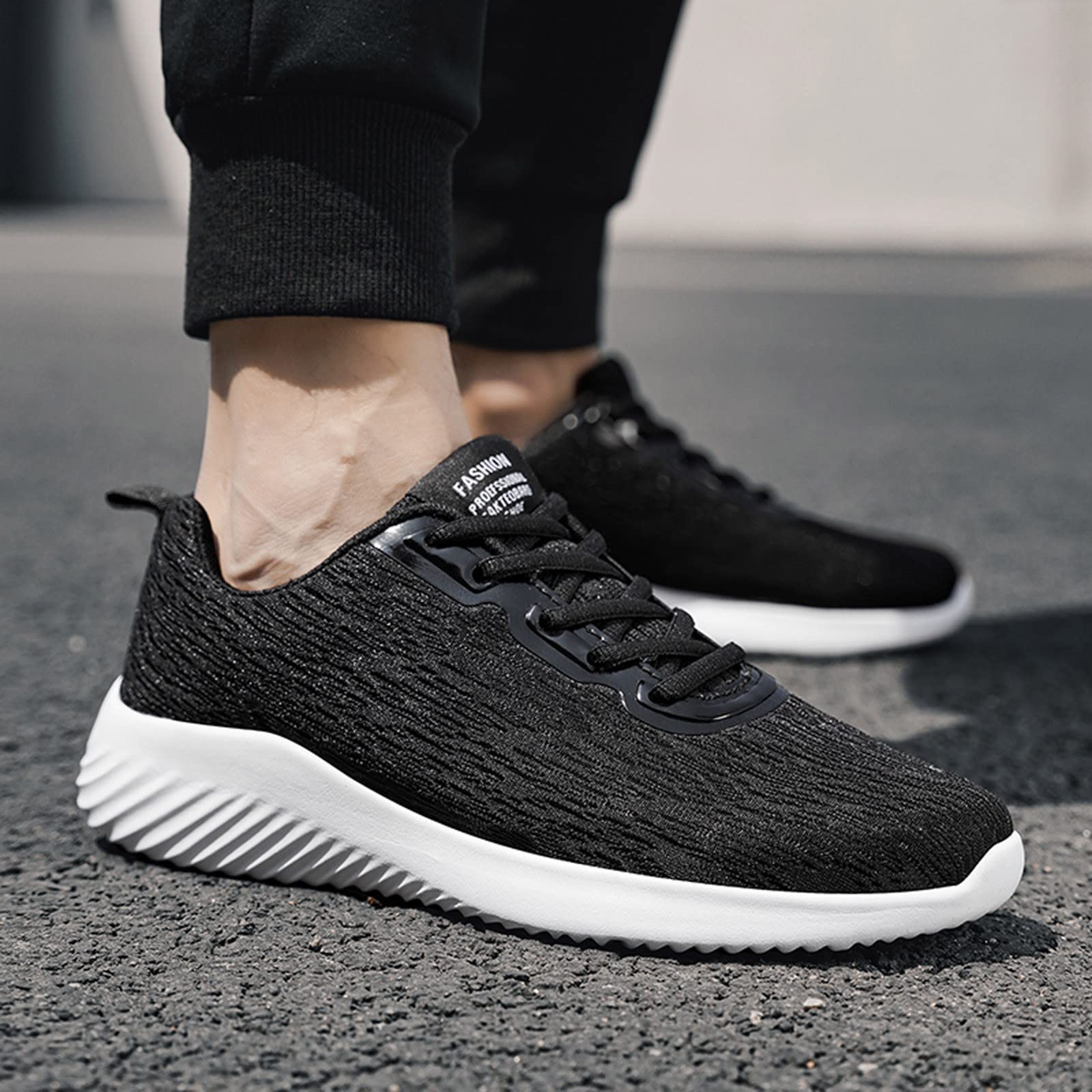 FASDNENDYS Fashion Men Mesh Casual Sport Shoes Lace Up Solid Color Running Breathable Soft Bottom Mens Club C 85 Sneaker White
