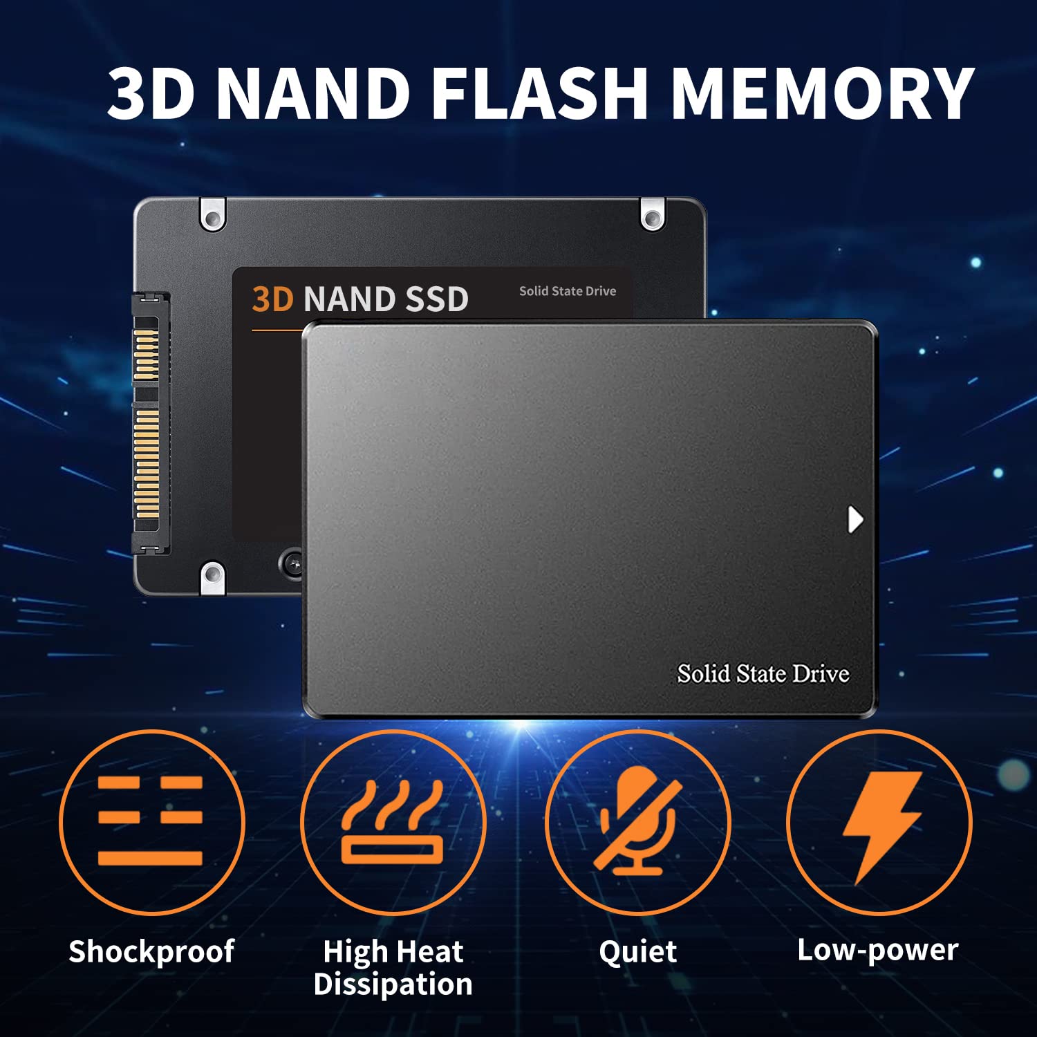 Internal Solid State Drive 2TB SSD SATA III 6Gb/s 2.5", Read Speed up to 550MB/sec,2tb SSD Internal SSD 2TB Compatible with Laptop and PC Desktops(2TB-A Black)