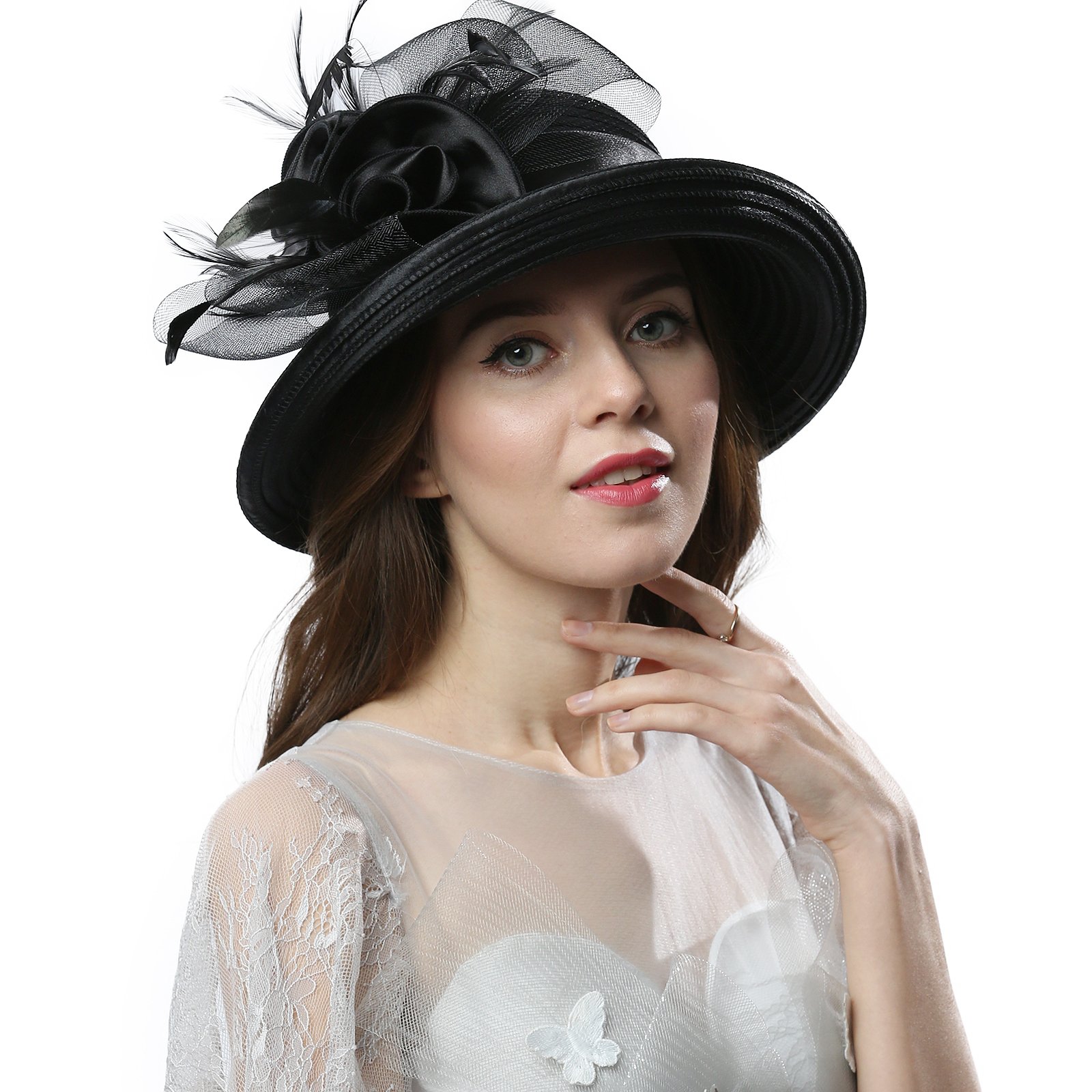 Janey&Rubbins Womens Church Derby Wedding Fascinators Cloche Bucket Bowler Hat (White)