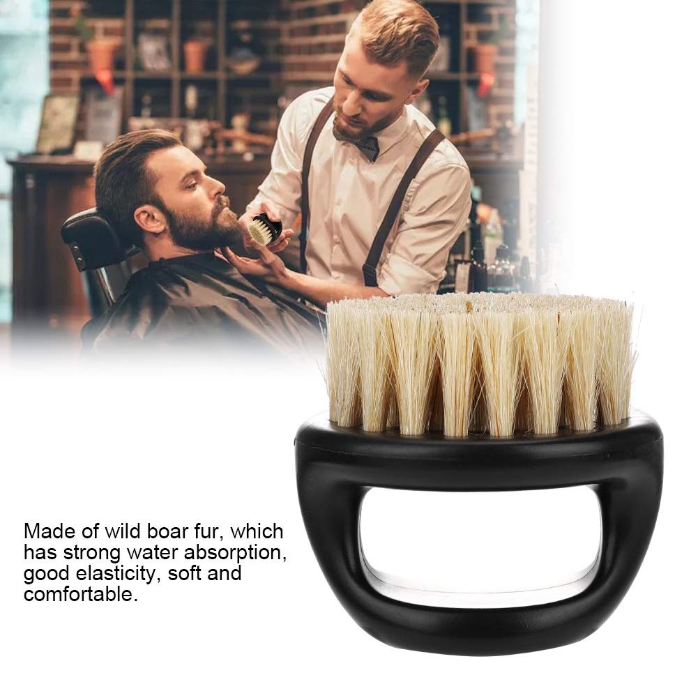 Delaman Beard Mustache Brush, Wild Boar Fur Shaving Brush for Men Grooming Beard Mustache Trimming, Salon Shaven Tool (Color : #1 Black+White)