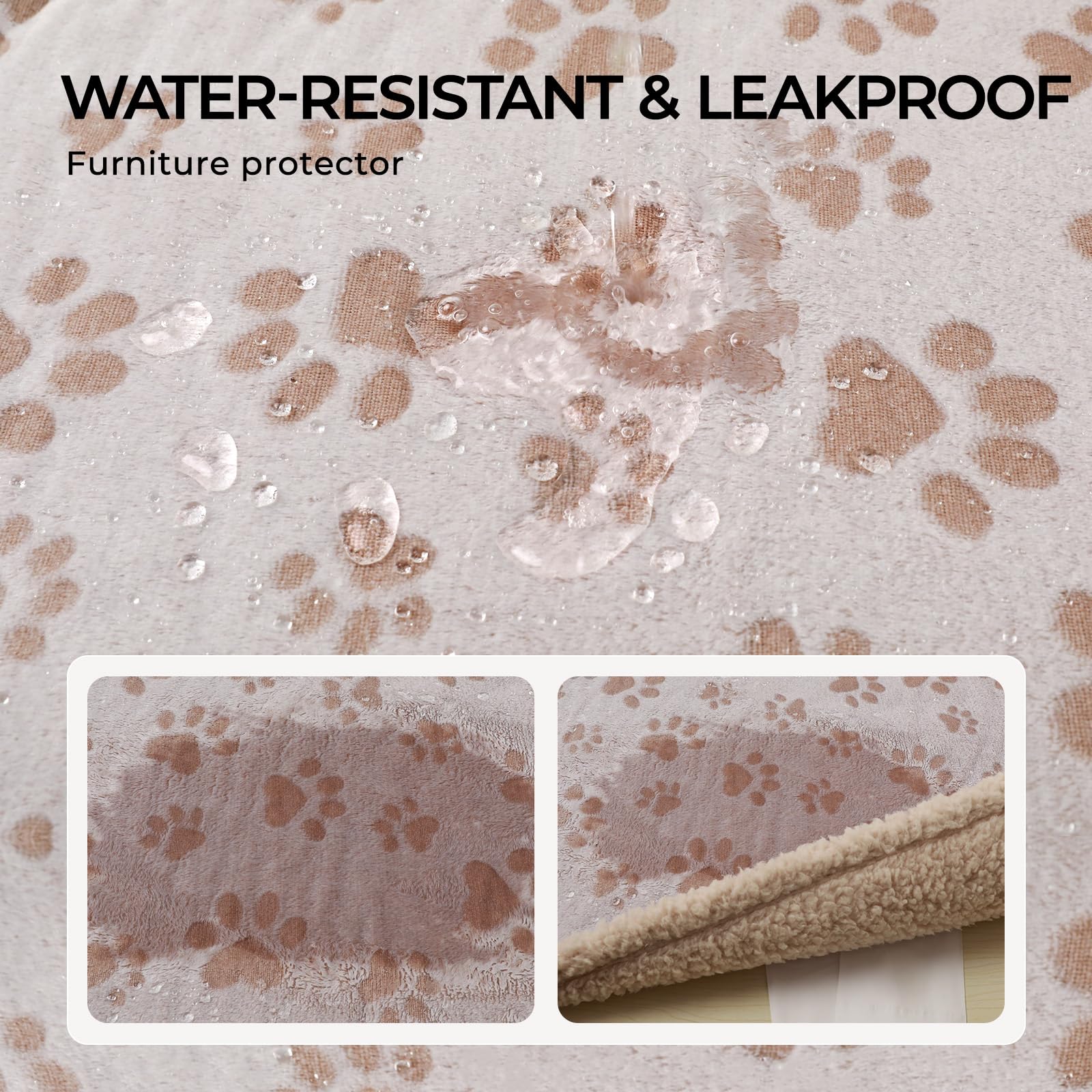 Luciphia Waterproof Pet Blankets for Couch Sofa Bed Cover Liquid Pee Proof Washable Soft Fluffy Large Dog Blanket Reversible Furniture Protection Heart Paw Khaki X-Large（85" x 57"）
