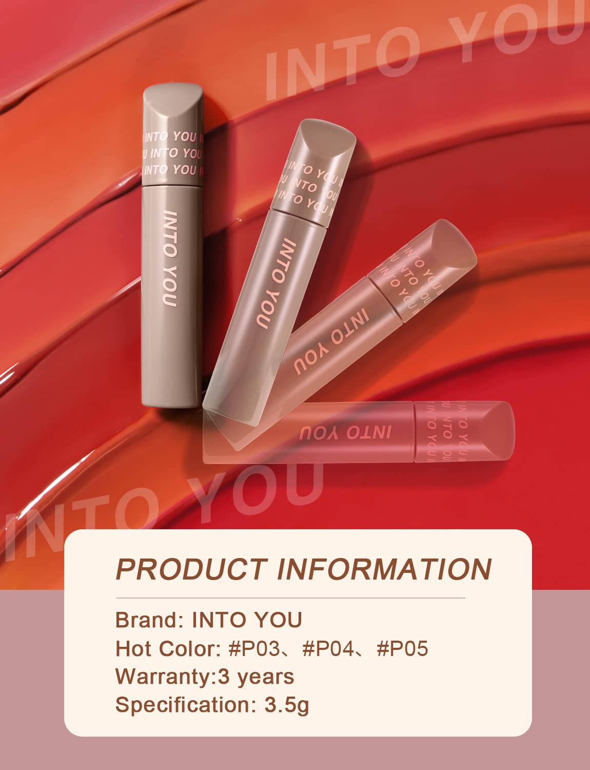 INTO YOU Hydrating Lip Gloss Liquid Moisturizing Lipstick Long Lasting Lip Tint for Women Plumping Non-Stick Glitter Shine Lip Glossy Stains Makeup (P02)