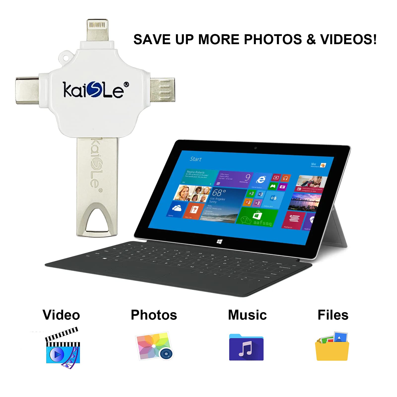 KAISLE 128GB Photo Stick External USB Flash Memory Storage Thumb Drives for Photo and Video Backup for Apple, Android and Windows Devices