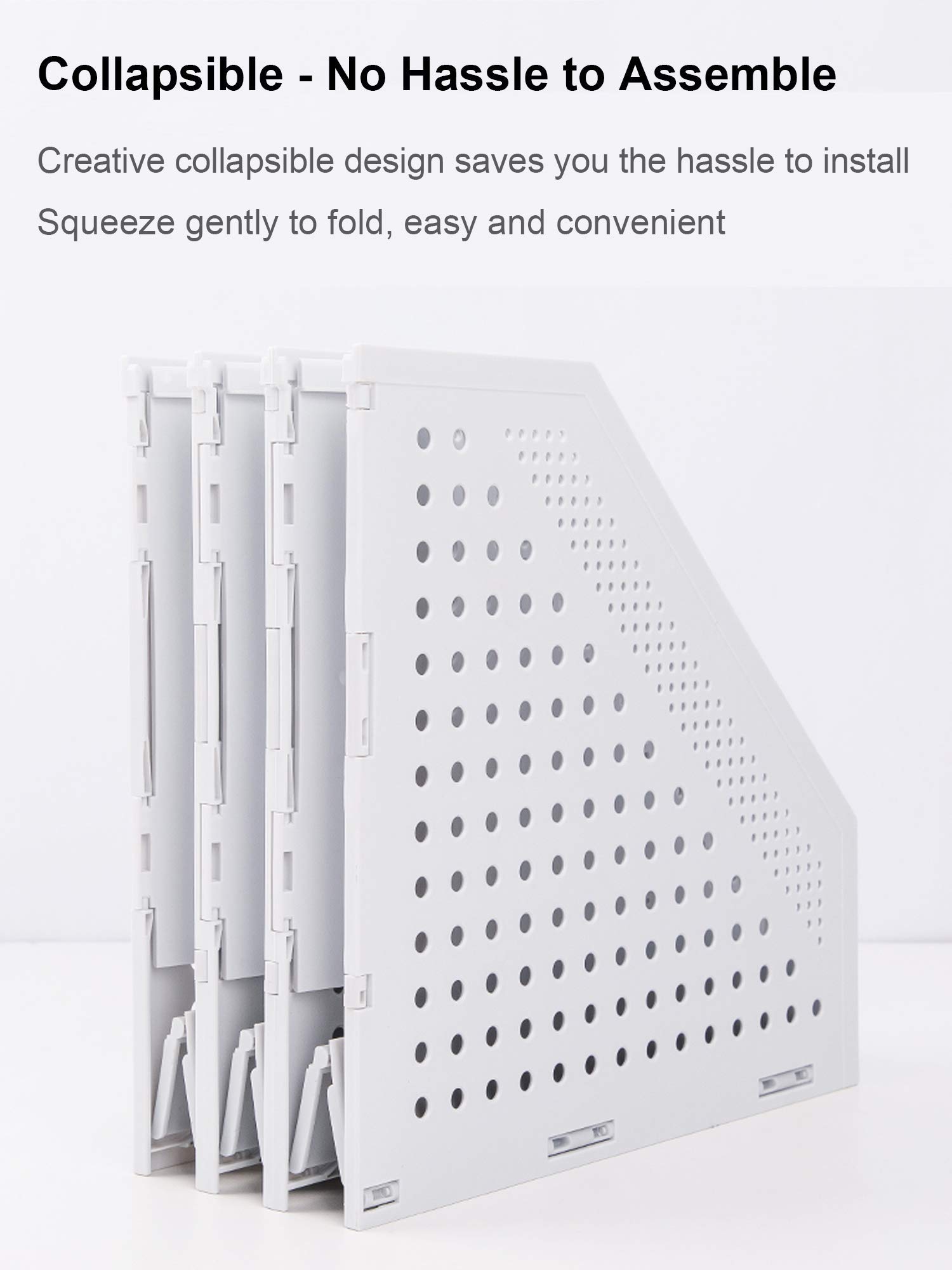 deli Collapsible Magazine File Holder/Desk Organizer for Office Organization and Storage with 3 Vertical Compartments