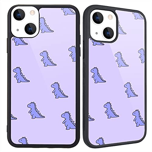 MAYCARI Compatible with iPhone 13 Mini Case Purple Cartoon Dinosaur for Girls Women, Hard Back Cute Animal Design Soft TPU Bumper Protective Phone Case for iPhone 13 Mini