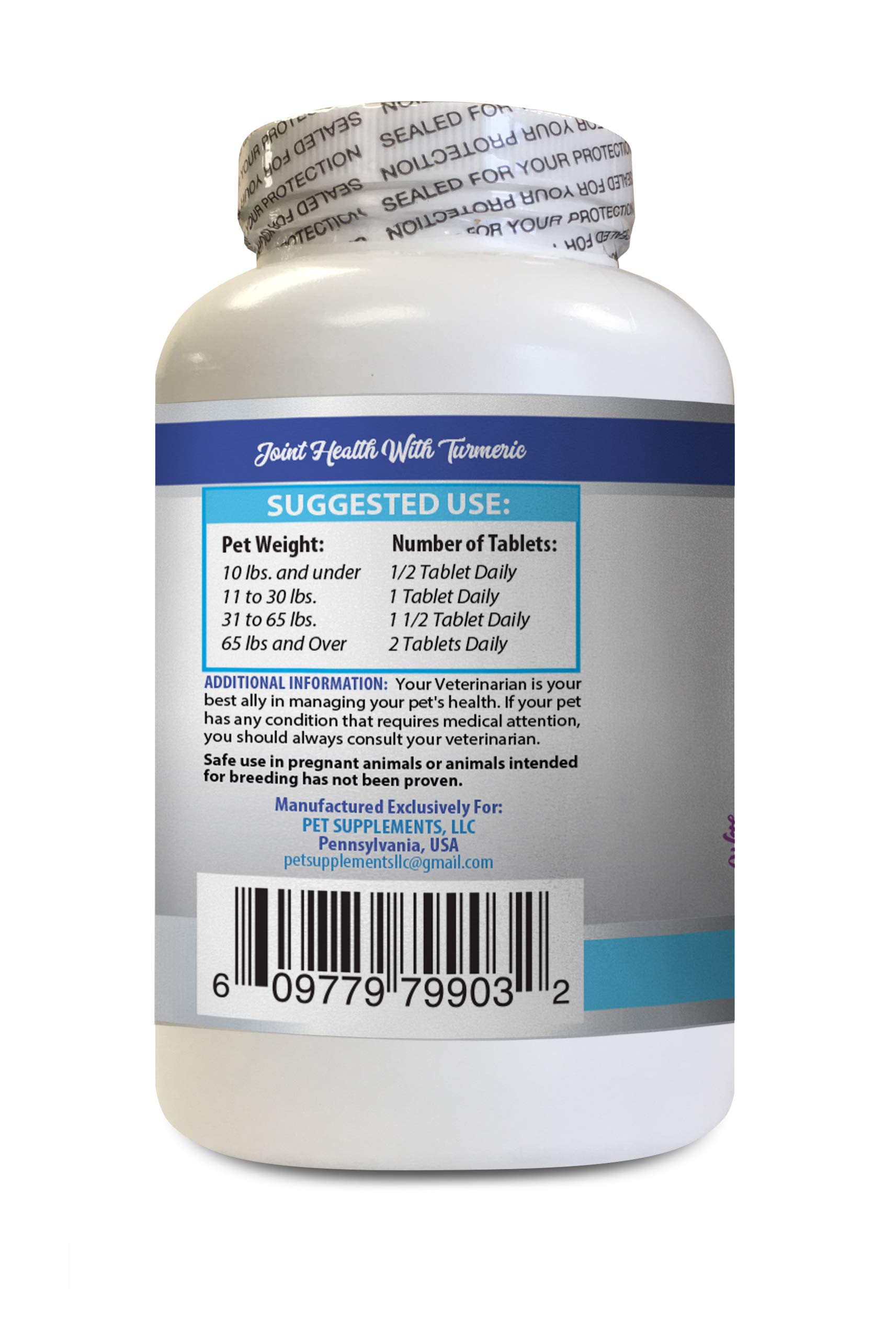 PET SUPPLEMENTS Dog Joint Formula - Turmeric Joint Health for Dogs - Advanced Formula for Joints - Dog Turmeric Chews - 2 Bottles (120 Tablets)