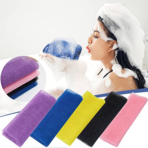 Kakasi Bath Sponge,Bath Towel Nylon Water,Mud Bath Strip Africa Net Strip Bath Pull Back Strip,Great for Daily Use, Face & Body - Exfoliator Shower & Bath Towel Rag Stretches (Yellow)