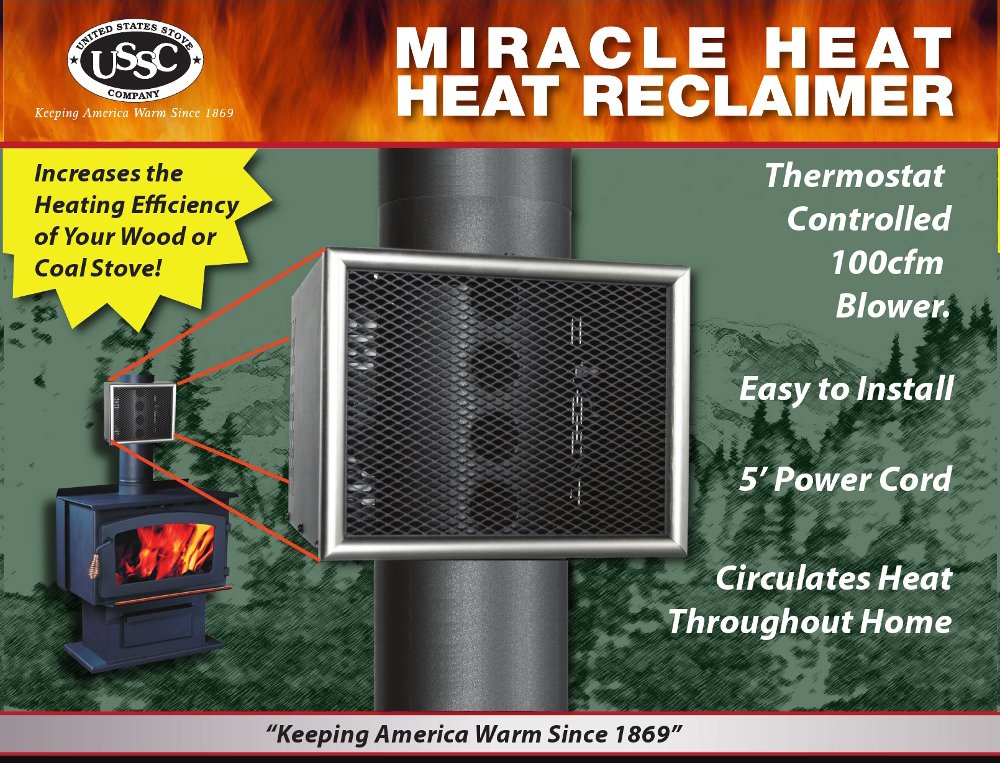 US Stove MH8 Miracle 8" Heat Reclaimer , Black