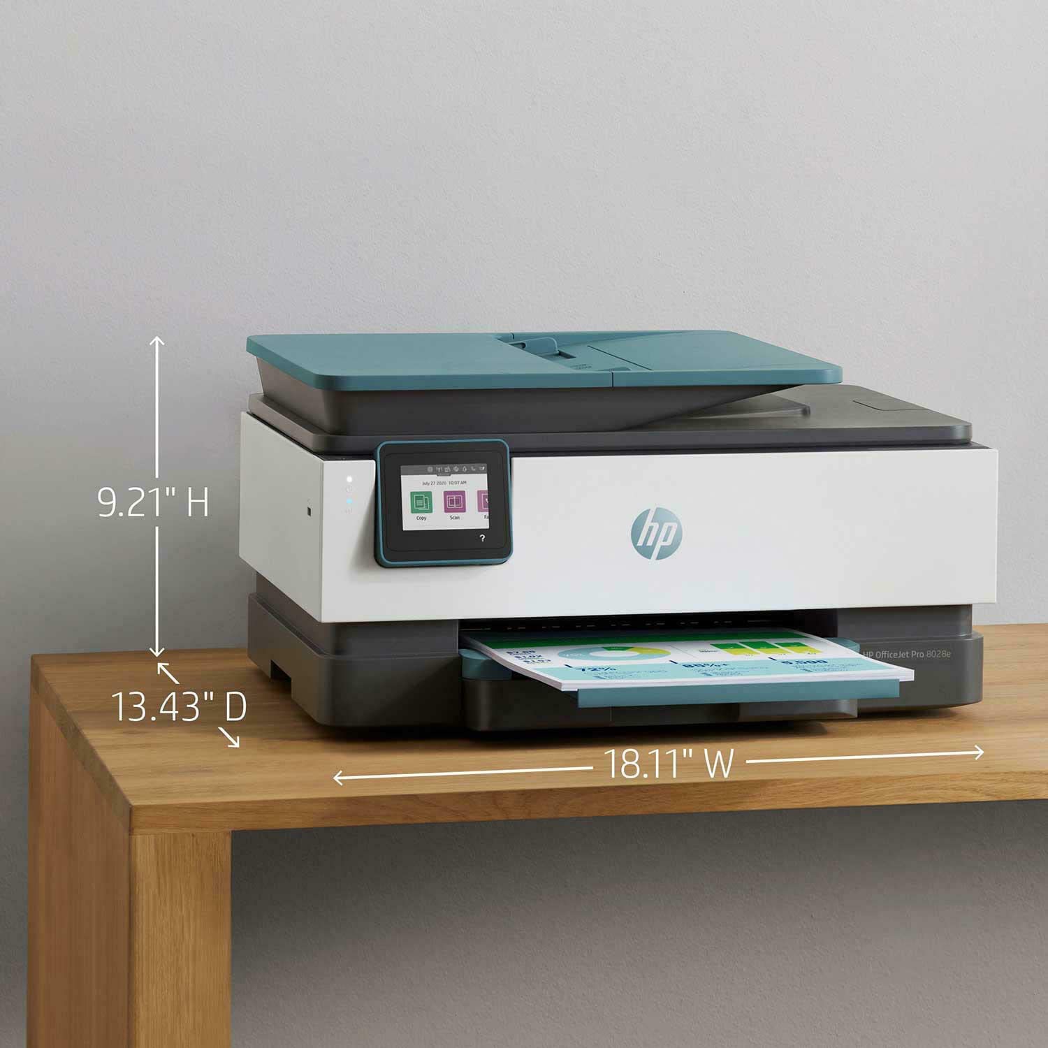 HP OfficeJet Pro 8028e All-in-One Wireless Color Inkjet Printer for Home Office, Blue- Print Scan Copy Fax-20 ppm, 35-sheet ADF, 4800 x 1200 dpi, Auto 2-sided Printing, Ethernet, Cbmou External Webcam