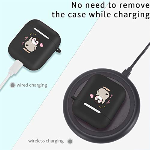 MAYCARI Cute Penguin Case for AirPods 2&1 with Keychain,(Black) Animals Design Protective Soft TPU Cover Compatible with Apple AirPods Charging Case for Girls&Boys