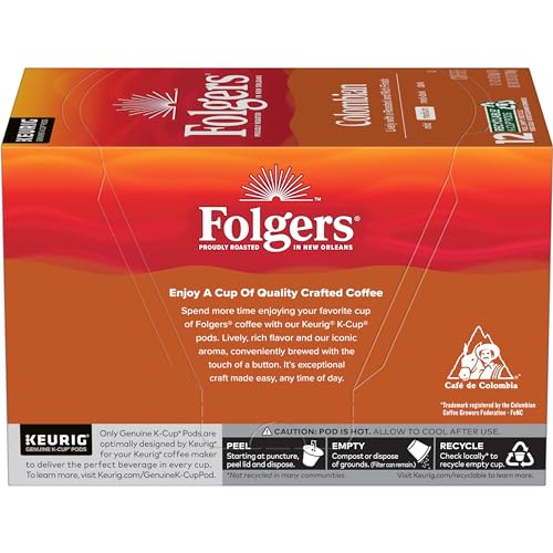 Folgers Colombian Medium Roast Coffee, 12 Keurig K-Cup Pods