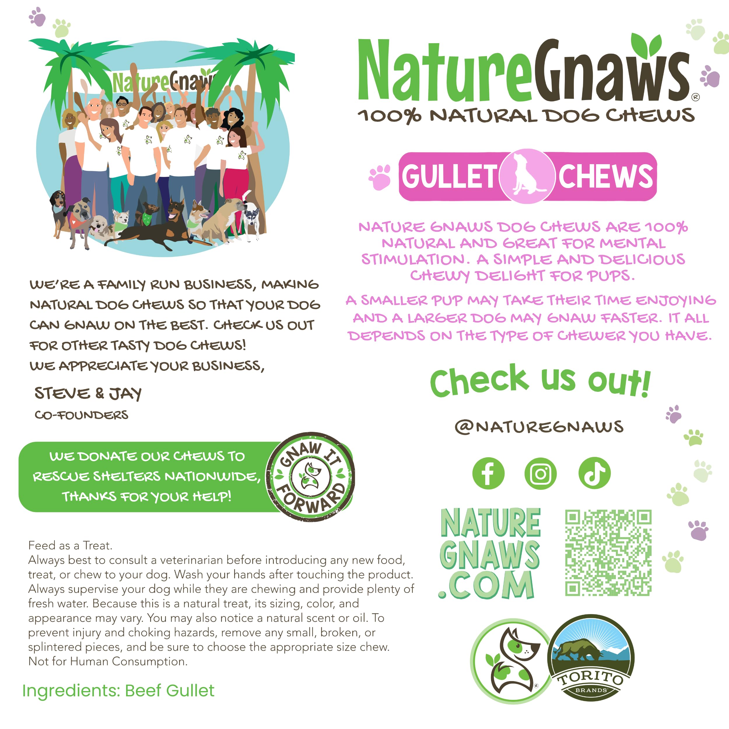 Nature Gnaws Beef Gullet Chews for Large Dogs 9-10" (10 Count) - Natural Beef Jerky Stick Dog Chew Treats - Rawhide Free