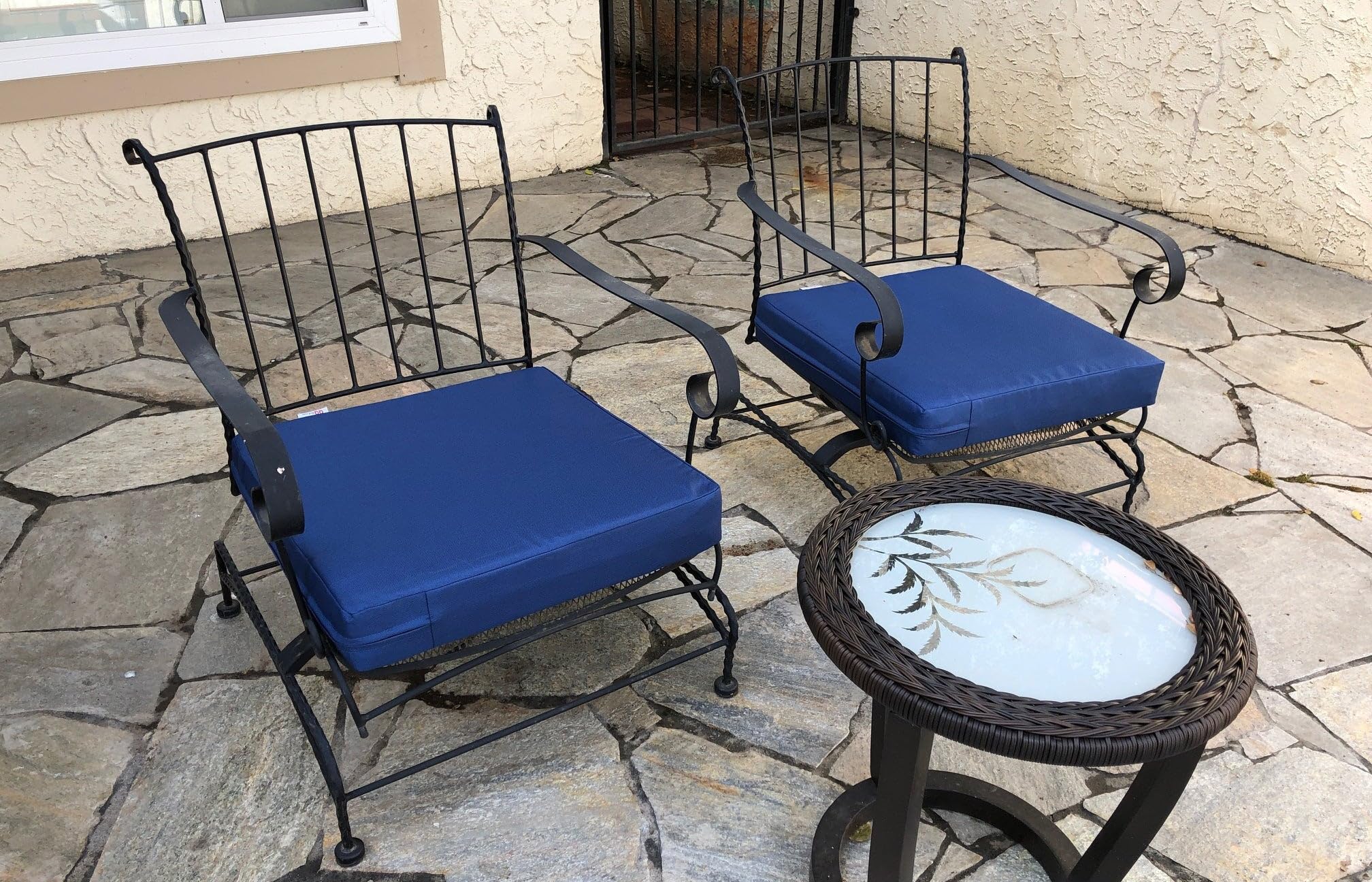 QQbed 2 Pack Outdoor Patio Chair Pillow Seat Washable Cushion Covers 20"X18"X4" Size - Replacement Covers Only (20"X18"X4" 2 Pack, Navy)