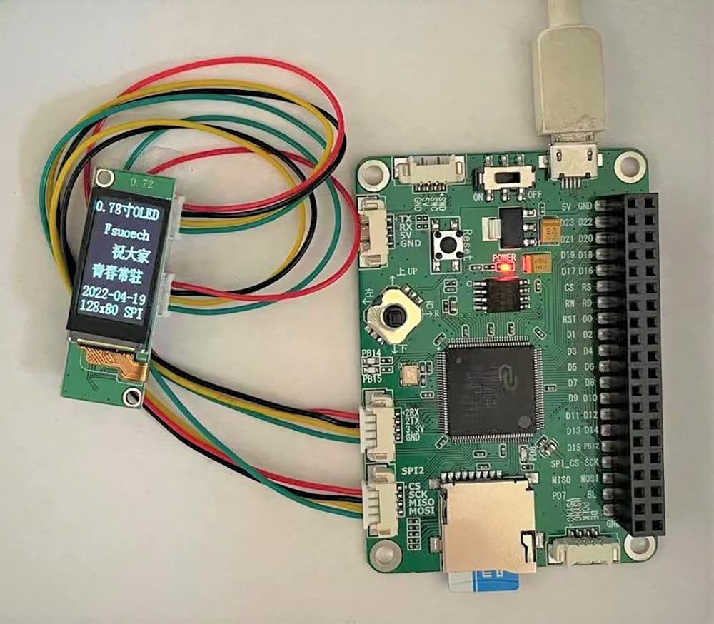 Fsuoech 0.78 Inch OLED I2C Display Module 128x80 SPI Serial Port and TKM32F499 Development Board