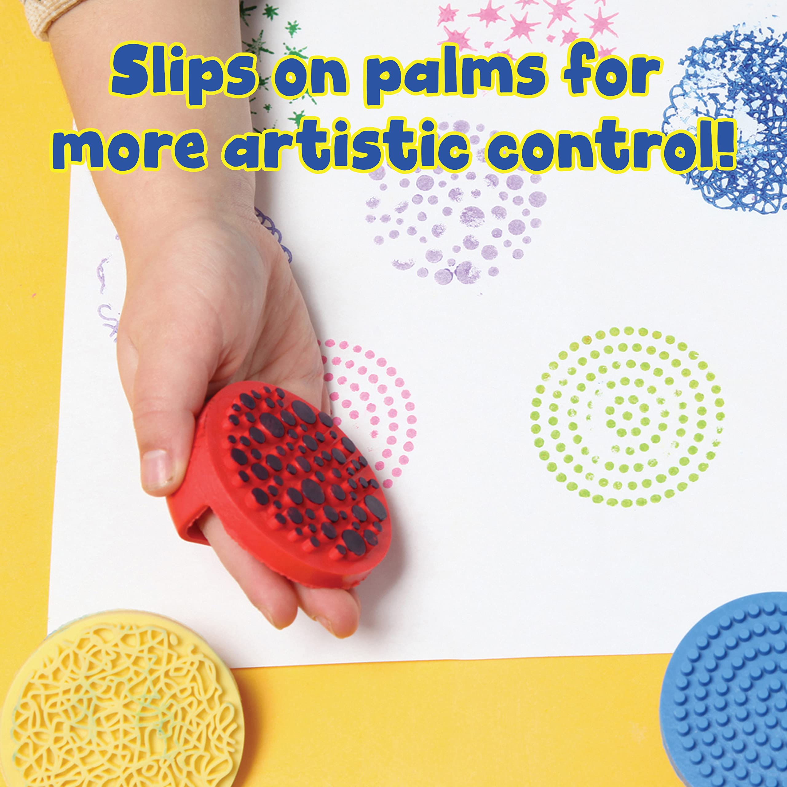 READY 2 LEARN Paint and Dough Palm Printers - Set of 4 - Arts and Crafts Rubber Stampers for Kids - DIY Patterns and Effects