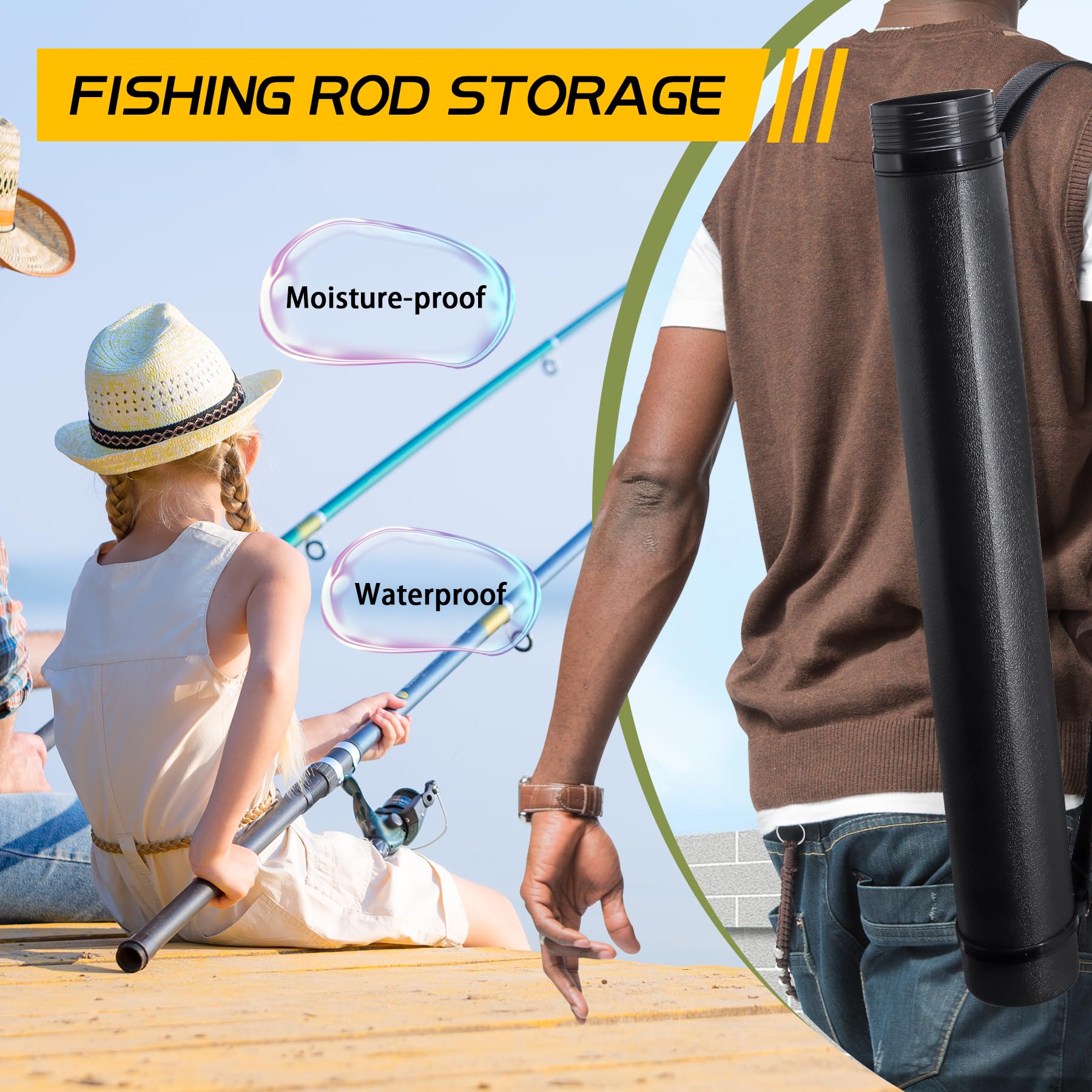 IPETRK 2-Pack Extendable Poster Storage Tube Expand from 24.5β to 40β, for Carry Documents | Artworks | Blueprints | Drafting | Scrolls or Arrow,Black Portable Durable Round Tube with Shoulder Strap