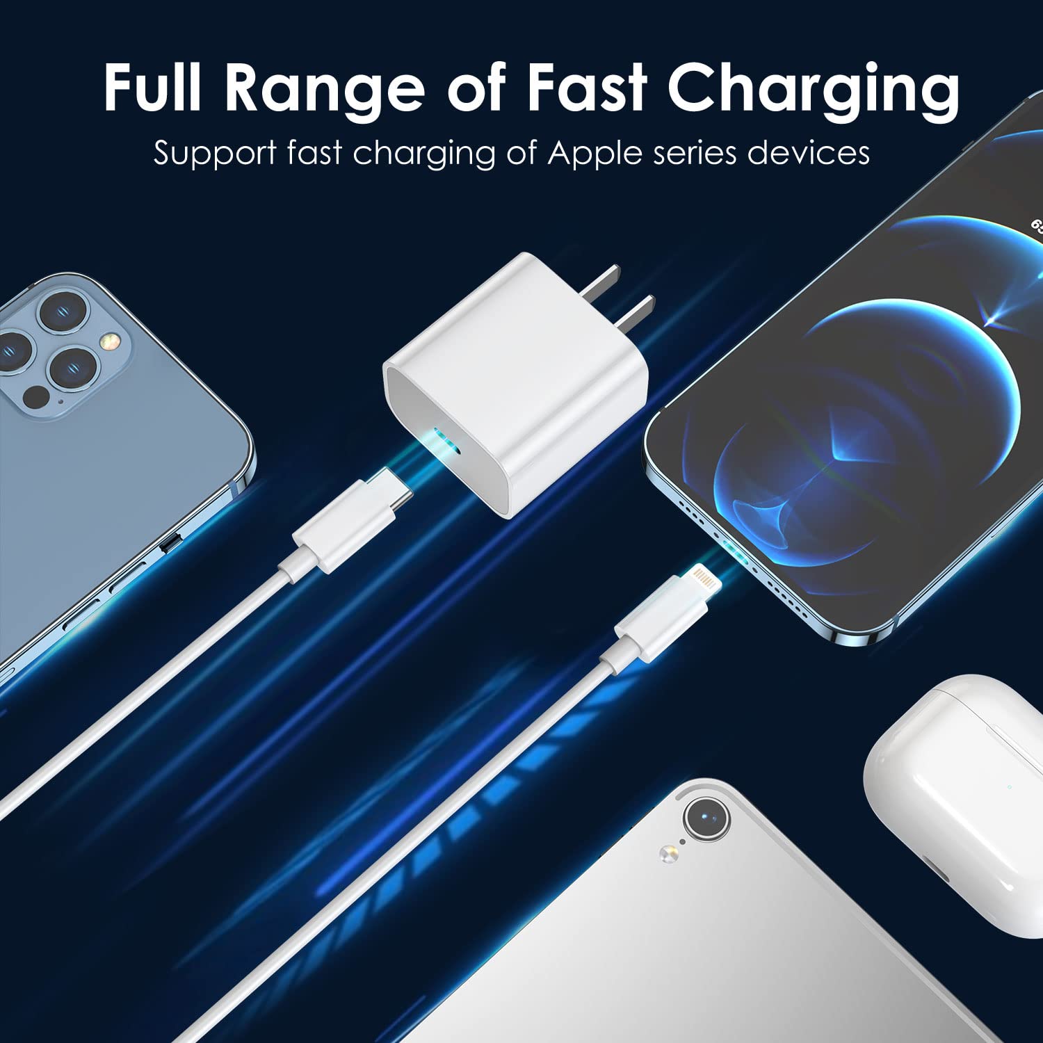 iPhone Charger for iPhone 14 13 12 11 Pro Max Mini X XS Max XR 8 Plus, iPad Pro Air Mini, 6.6FT USB C to Lightning Cable, 20W USB C Charging Plug Block Apple MFi Certified, Fast Power Adapter, 2 Pack