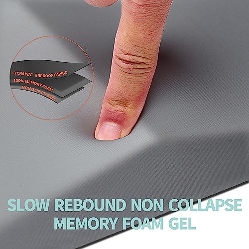 KUOSGM Ergonomic Mouse Pad Wrist Support, Memory Foam Gel Mousepad with Wrist Rest Pain Relief & Non-Slip PU Base, Office PC Computer Wrist Pad for Wireless Mouse & Desk(13x8Inch, Grey)