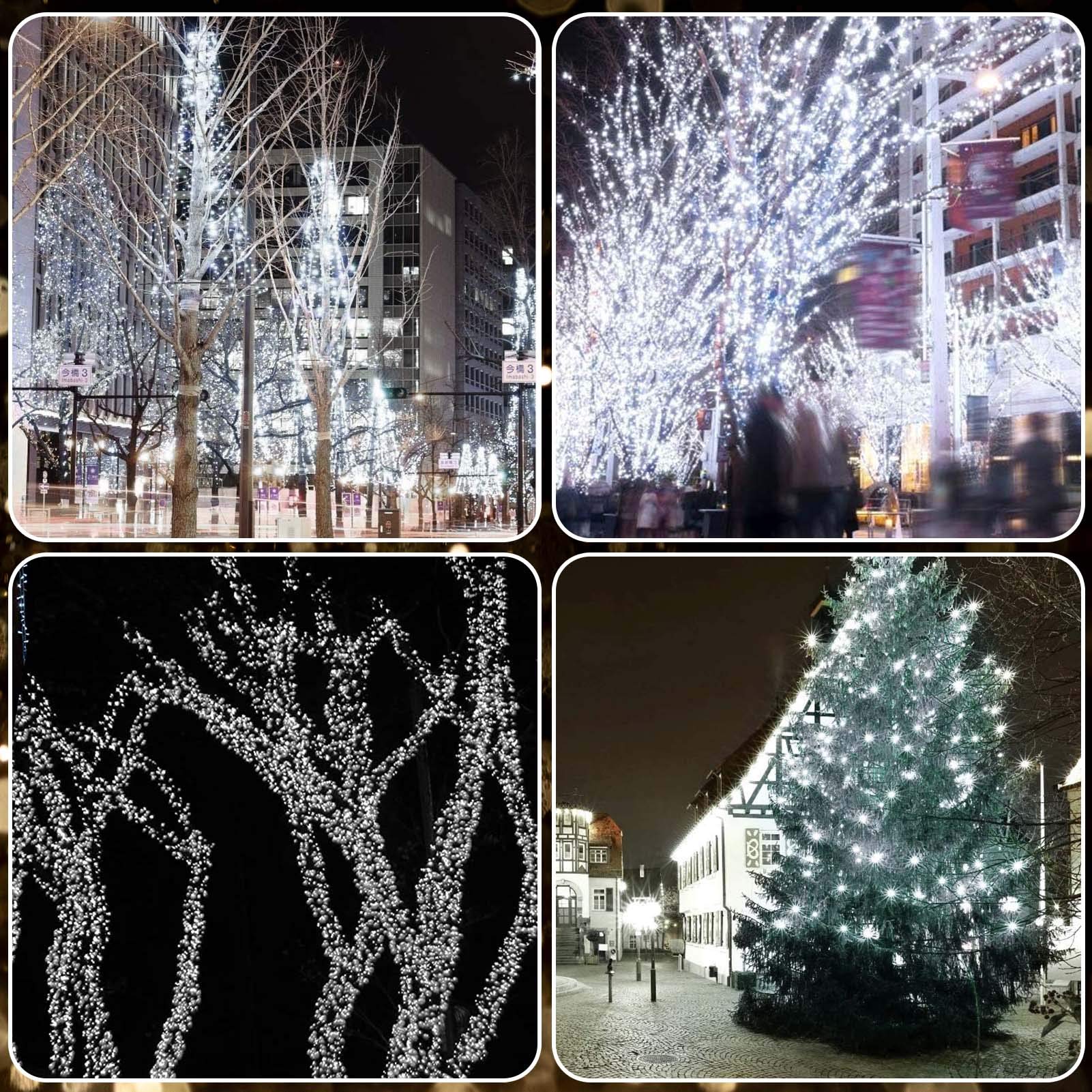 UUC Christmas String Lights Outdoor Waterproof, Christmas Tree Lights Mini String Lights with 8 Lighting Modes, Indoor Decor for Holiday, Wedding, Party, Home, Patio, Garden 100-LED (White)