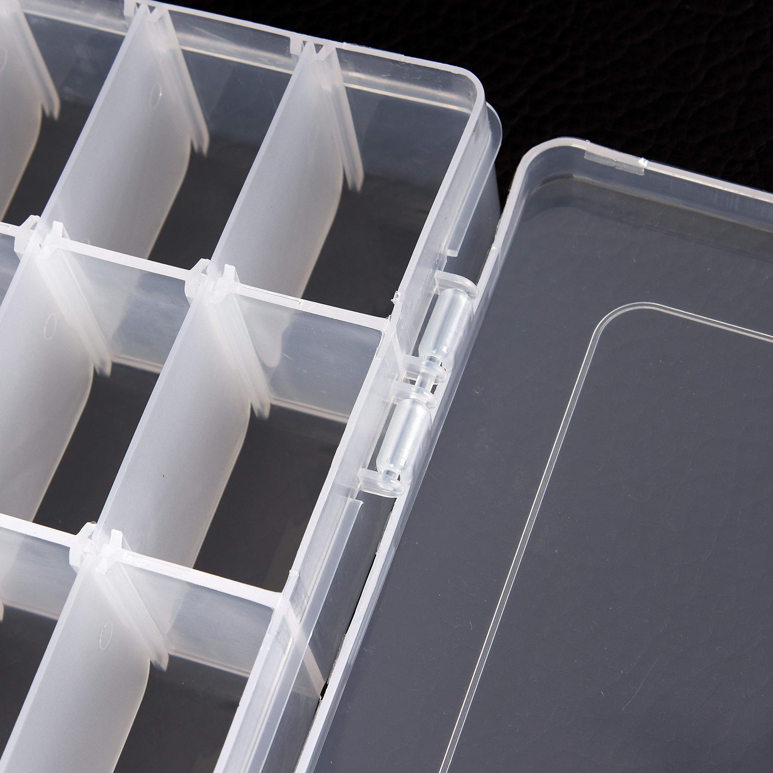 Snowkingdom Plastic Grid Box Storage Organizer Case for Display Collection with Adjustable Dividers - 3 Pack (1pc 36 Grids + 2pc 15 Grids) - Free Letter Stickers
