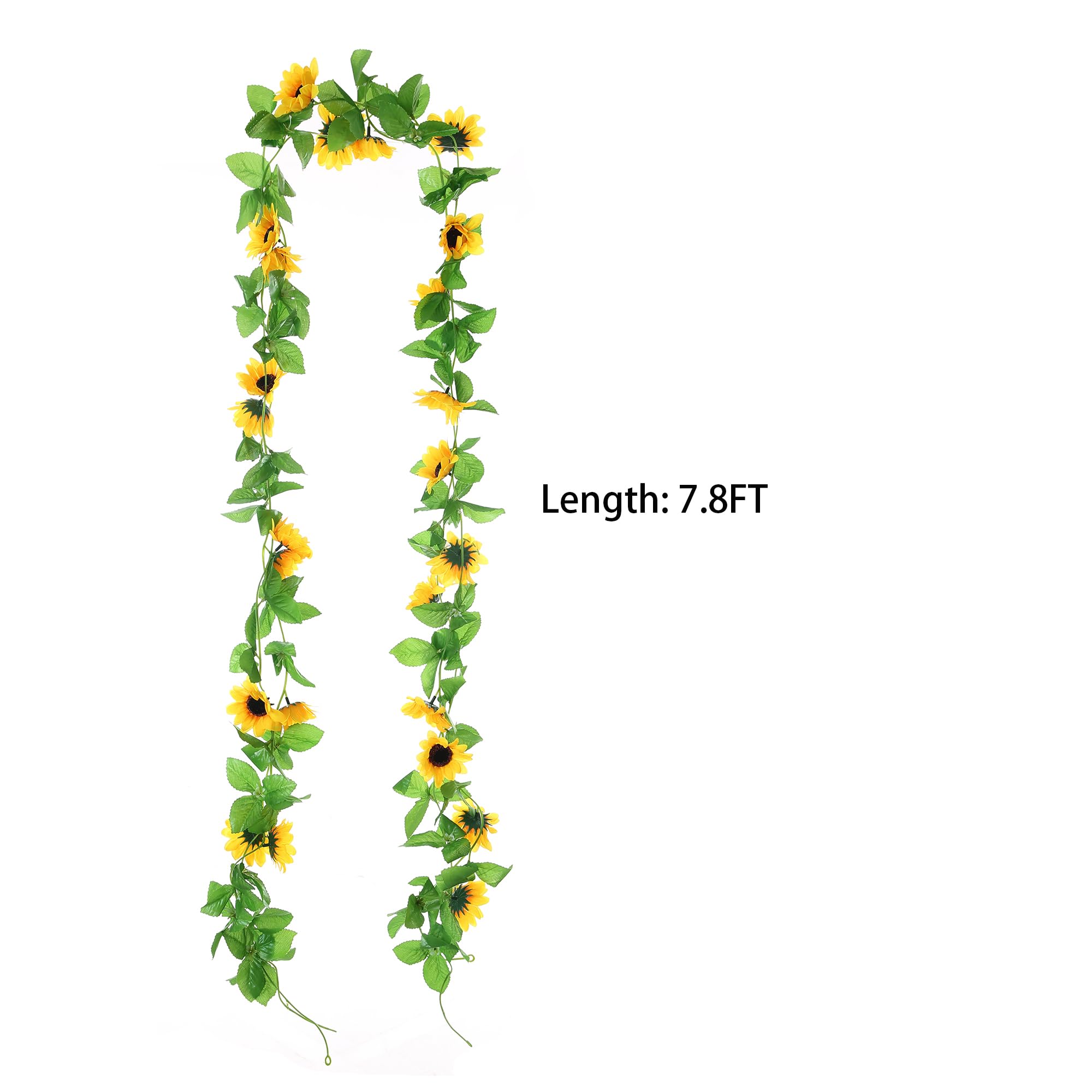 UUPP 2Pcs 7.8FT Artificial Sunflowers Garland Silk Fake Flower Ivy Vines Sunflower Decor for Home Garden Wedding Party Arch