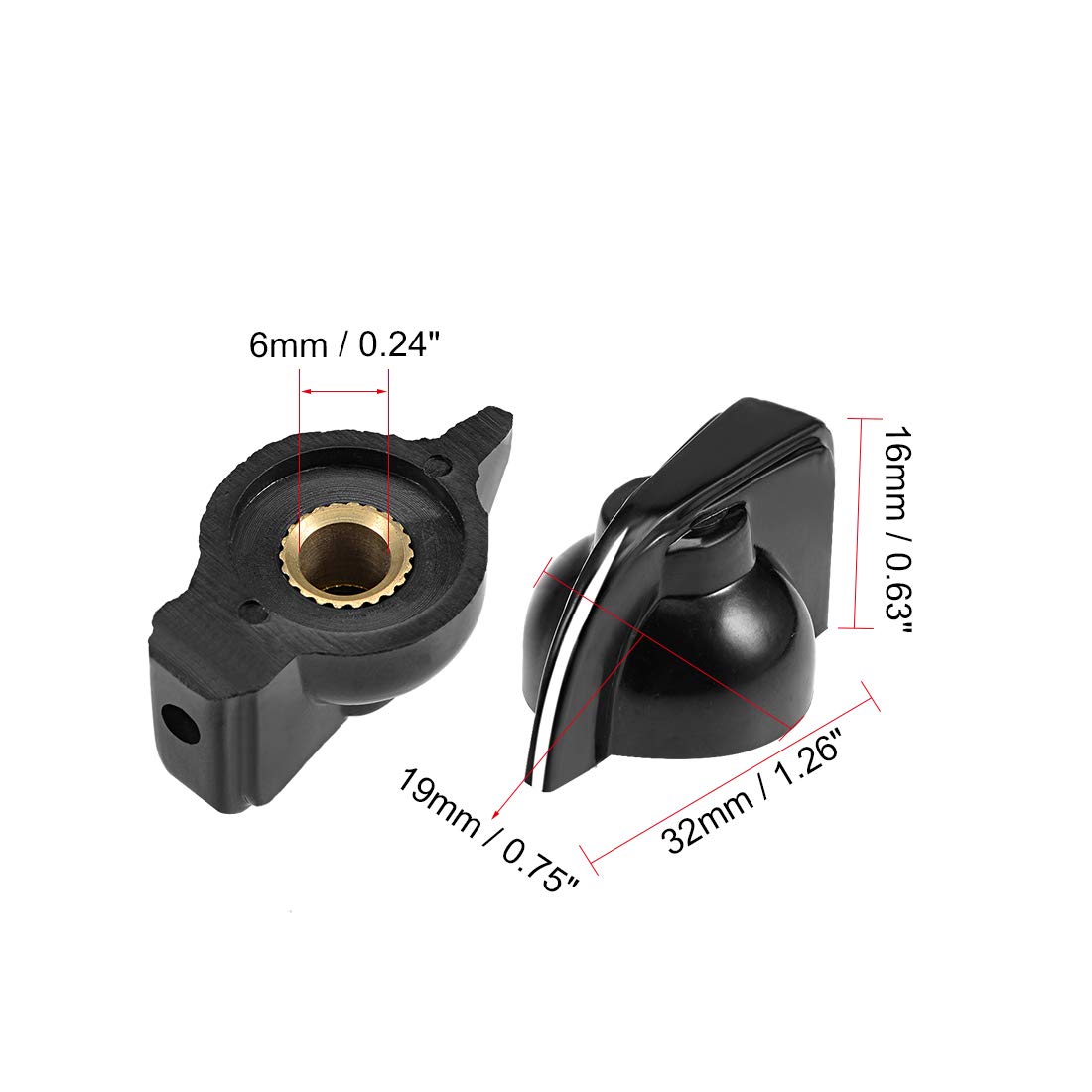 uxcell 5Pcs 32x19x16mm Plastic Potentiometer Rotary Knob Black,for 6mm Diameter Shaft Guitar Volume Knob Thread Mounting