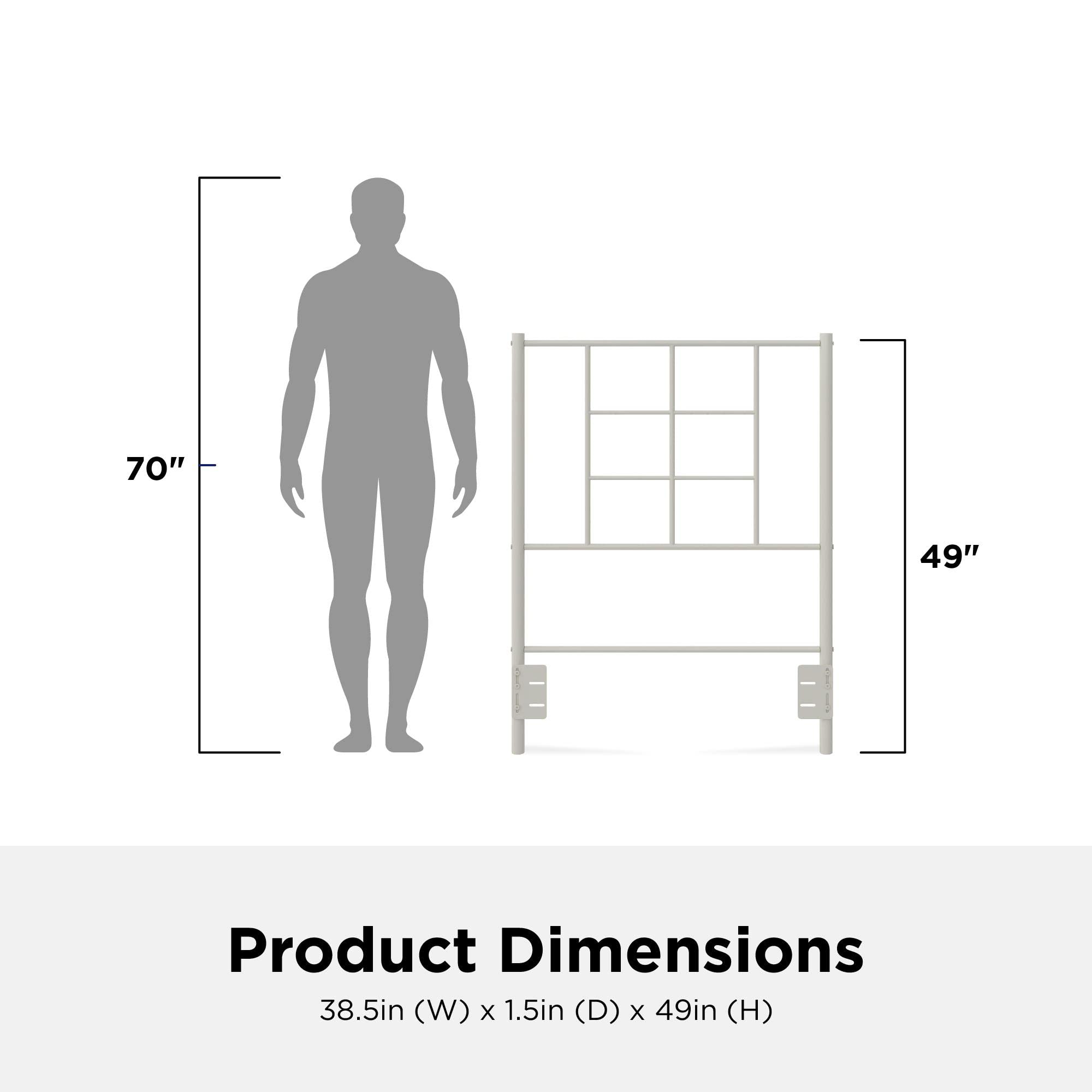 REALROOMS Praxis Metal Headboard, Full/Queen, Black