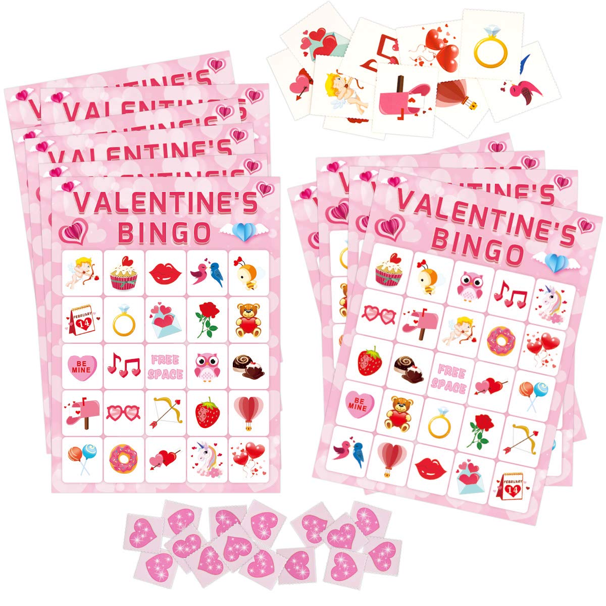 Valentine's Day Bingo Game for Kids 24 Players Valentine Party Game