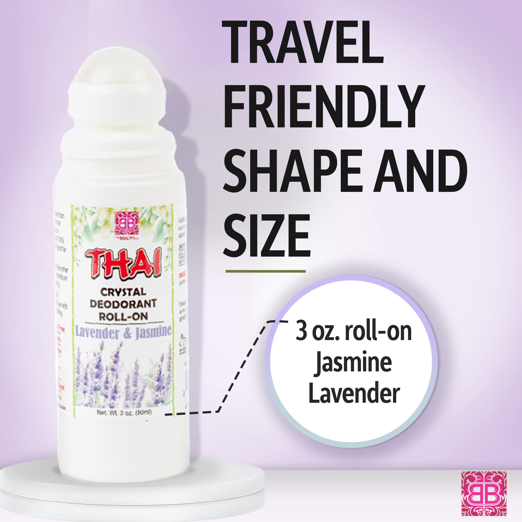 Thai Crystal Deodorant Stone Stick โ Potassium Alum All Natural Deodorant for Women & Men โ 2.125 Oz. Stick without Animal Testing or Chemicals by The Beauty Box