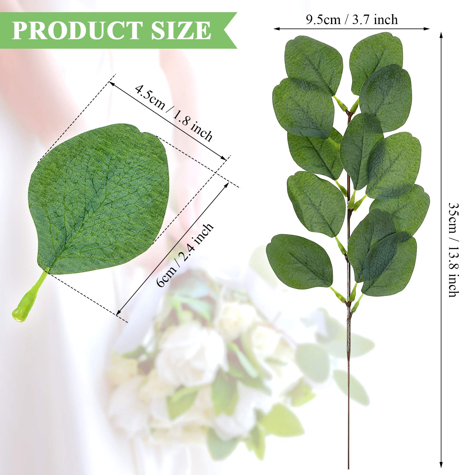WILLBOND 30 Pieces Eucalyptus Stems Artificial Eucalyptus Leaf Stem Faux Long Eucalyptus Artificial Greenery Leaves for Wedding, Office, Holiday, Home, Garden, Greens Decor