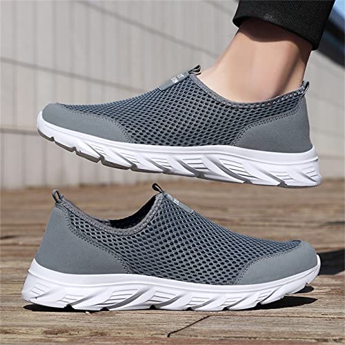 FASDNENDYS Men Shoes Summer Lightweight Breathable Casual Shoes Single Mesh Casual Running Shoes Sneaker Men 12 Grey