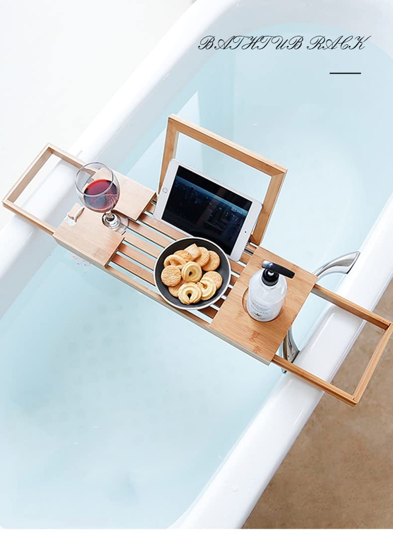 IRDFWH Extendable Bathtub Tray Shelf Bath Tub Tray Spa Bathtub Book Wine Tablet Holder Bathtub Bathroom Accessories