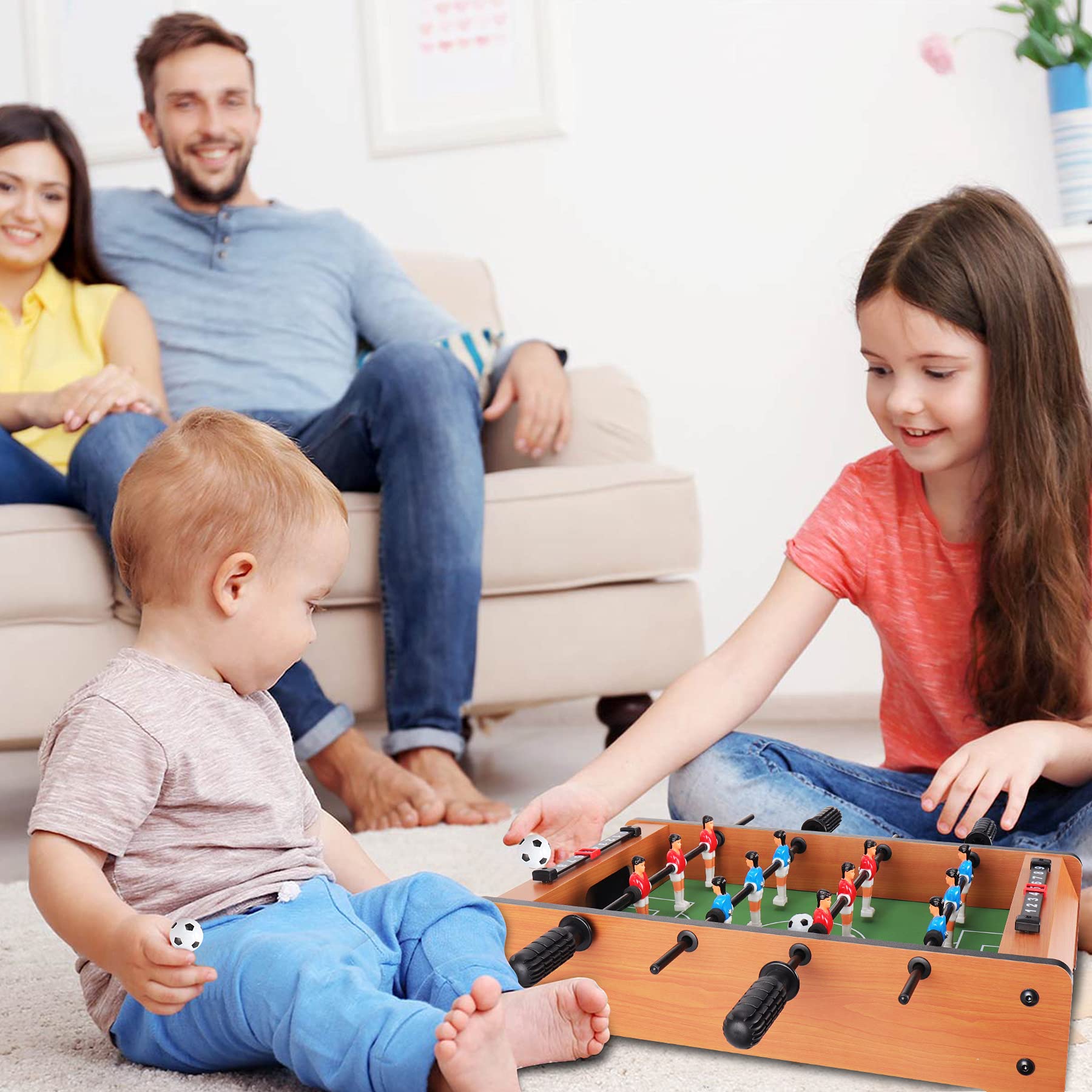 WIN.MAX Mini Foosball Table (Upgrade) 20-Inch Foosball Table Adult Size Top Football/Soccer Game Table for Kids Easy to Store