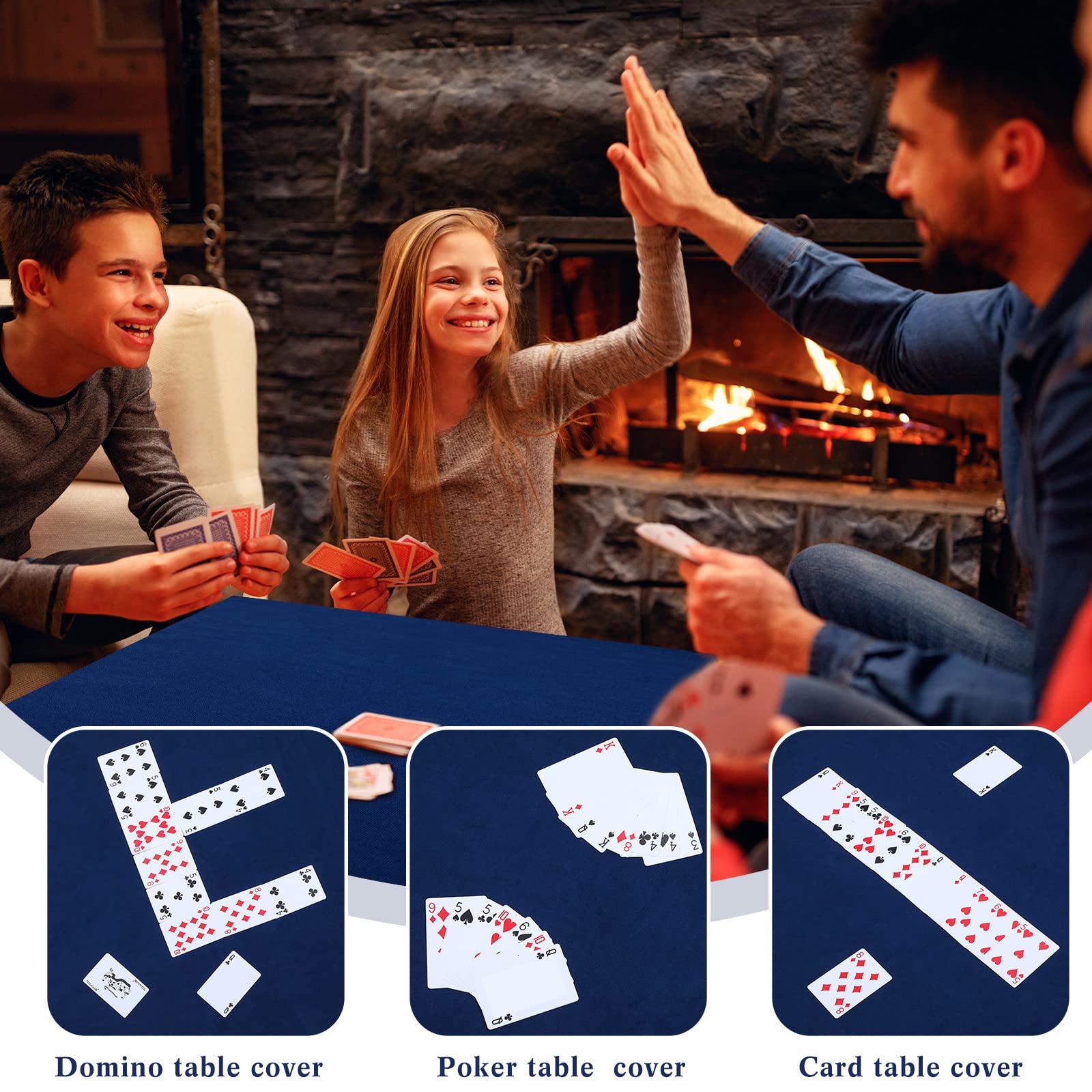 Frienda Game Table Cover Felt Game Tablecover Folding Tablecloth for Card Table for Playing Poker Cards Mahjong Jigsaw Puzzles Board Games, Table Not Included (Blue, 34 x 34 x 4 Inch)