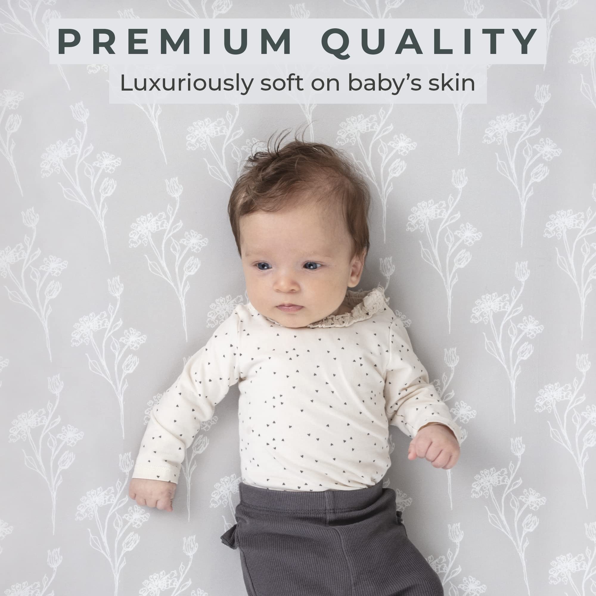 Pobibaby - 2 Pack Premium Changing Pad Cover - Ultra-Soft Jersey Knit, Stylish Floral Pattern, Safe and Snug for Baby (Wildflower)