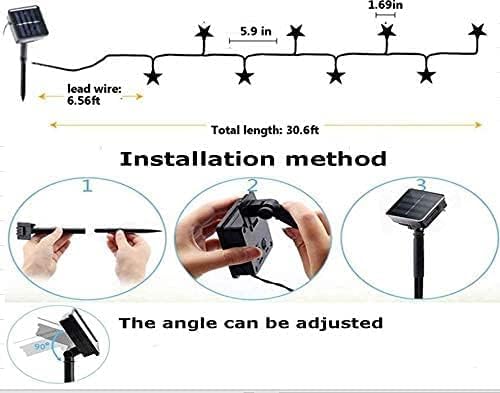 Windpnn 30ft Solar Powered Star String Lights, 50LED 8 Modes Solar Fairy Lights Outdoor Waterprooof for Christmas, Party, Wedding, Home, Garden, Patio Decoration (Cool White)
