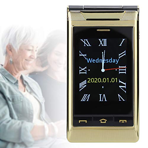 Hilitand Unlocked Flip Mobile Phones for Seniors, 2G/3G Network Dual SIM Dual Screen 3.0" Display Cell Phone, Large Button and 5900mAh Battery Phone Multi-Function for Elderly & Kids(Gold-US)