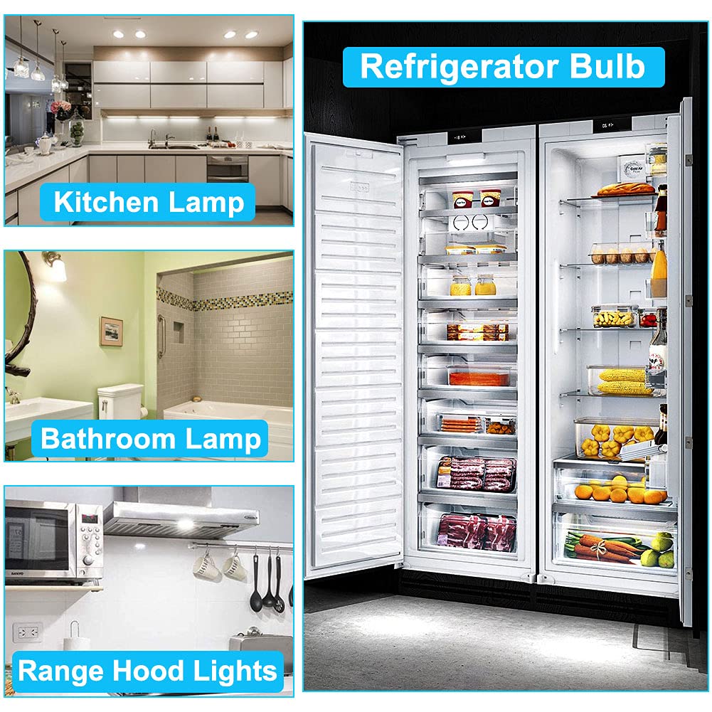 Frigidaire Freezer Light Bulb Replacement E17 Intermediate Base Compatible with Kenmore Refrigerator Replace 5304517886 KEI D28A KEL2811 KEI D28M Daylight White 5W Compact Bright Lighting, 2 Pack
