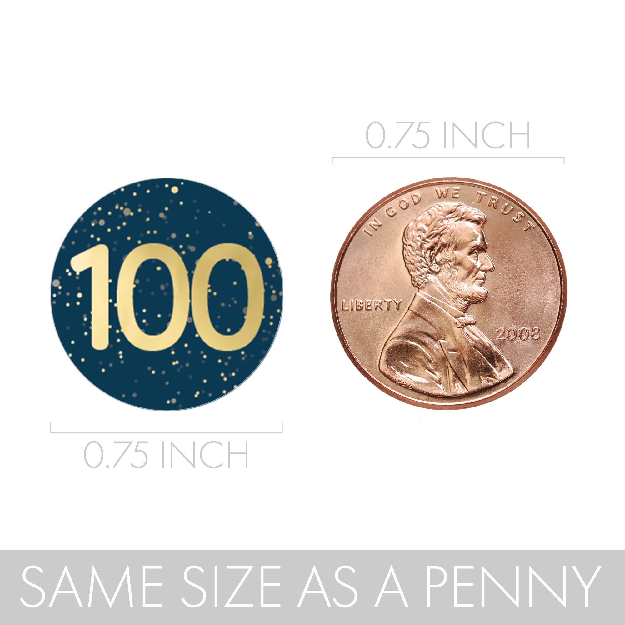 Navy Blue and Gold 100th Birthday Party Favor Chocolate Kisses Candy Stickers - 180 Count, 100th Birthday Decorations