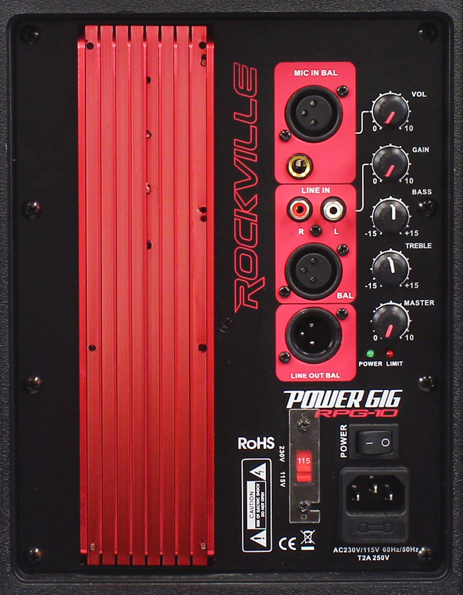 Rockville Pair RPG10 10" 1200w Powered PA/DJ Speakers + 2 Stands + 2 Cables+Bag