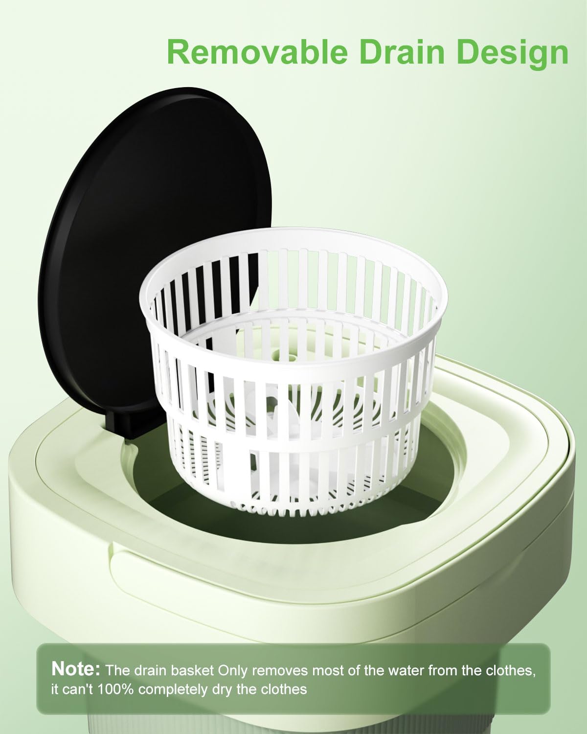 Portable Washing Machine, Mini 9L Foldable Washer and Dryer with 3 Modes Deep Cleaning for Underwear,Baby Clothes,Socks,Small Items.Mini Laundry Washer for Apartments,Dormitories,Camping,Travel(Green)