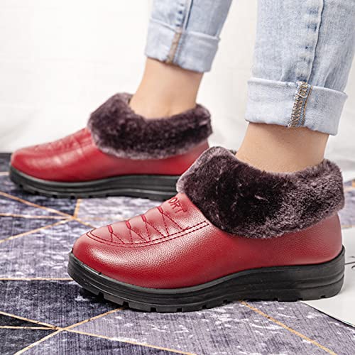FASDNENDYS White Ankle Boots Platform Women's Boots Winter Warm Low Top Velvet Thick Cotton Shoes Winter Dress Women