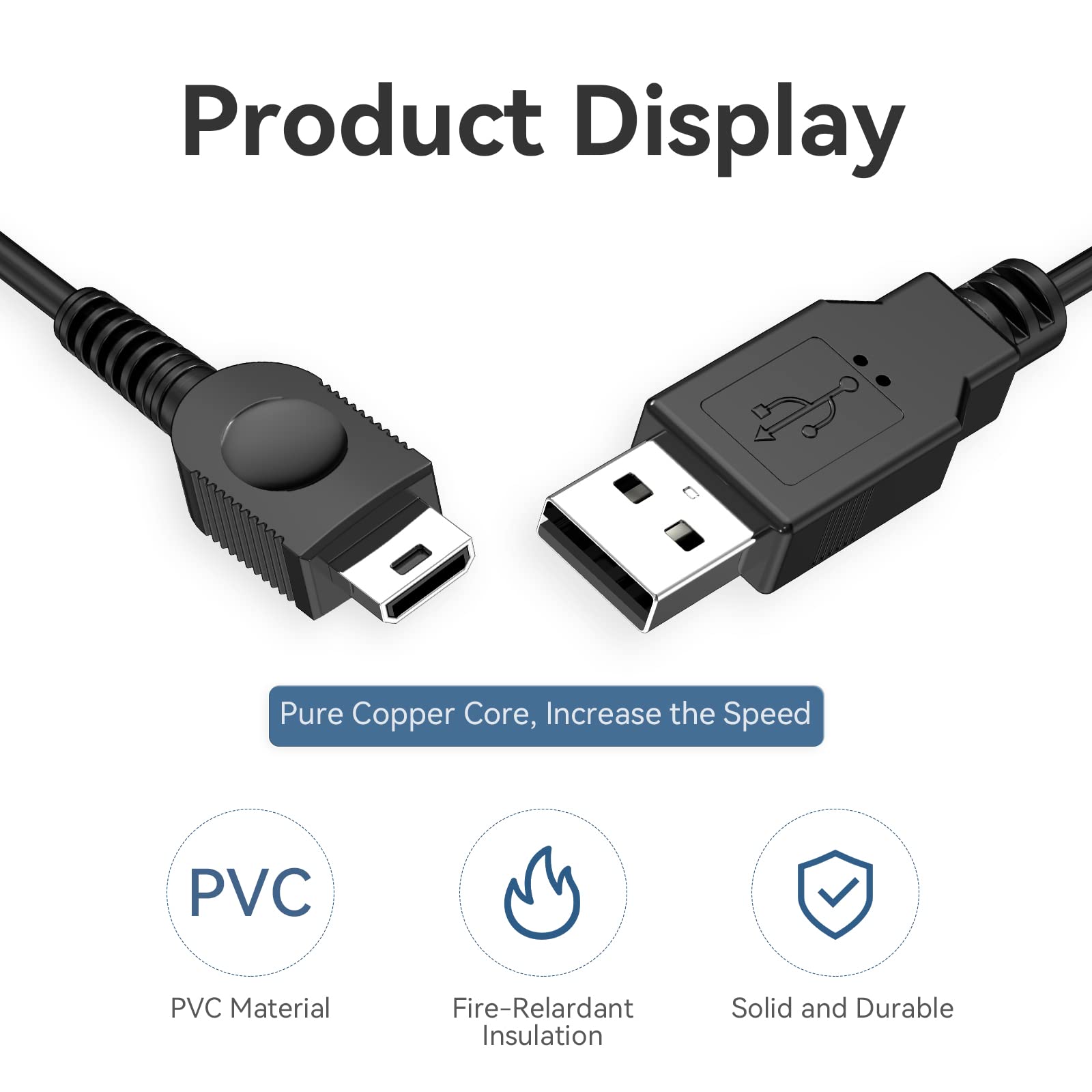 Gameboy Micro Charger, 4-Feet GBM USB Power Supply Cable Cord for Nintendo Game Boy Micro Console Ullnosoo