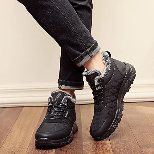 FASDNENDYS Winter Shoes with Fur Lined Warm Ankle Boots Warm Boots Snow Men Non Slip Keep Slip Resistance Boots for Men