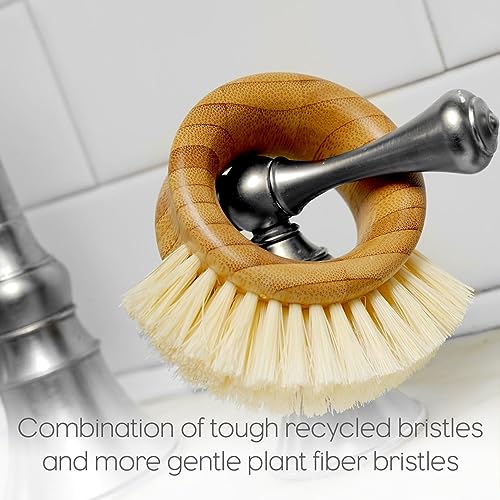 Full Circle The Ring Bamboo Vegetable and Fruit Cleaning Brush - A Versatile Scrubber for Food, Including Potatoes, Mushrooms, and Veggies with Recycled Bristles and Handle