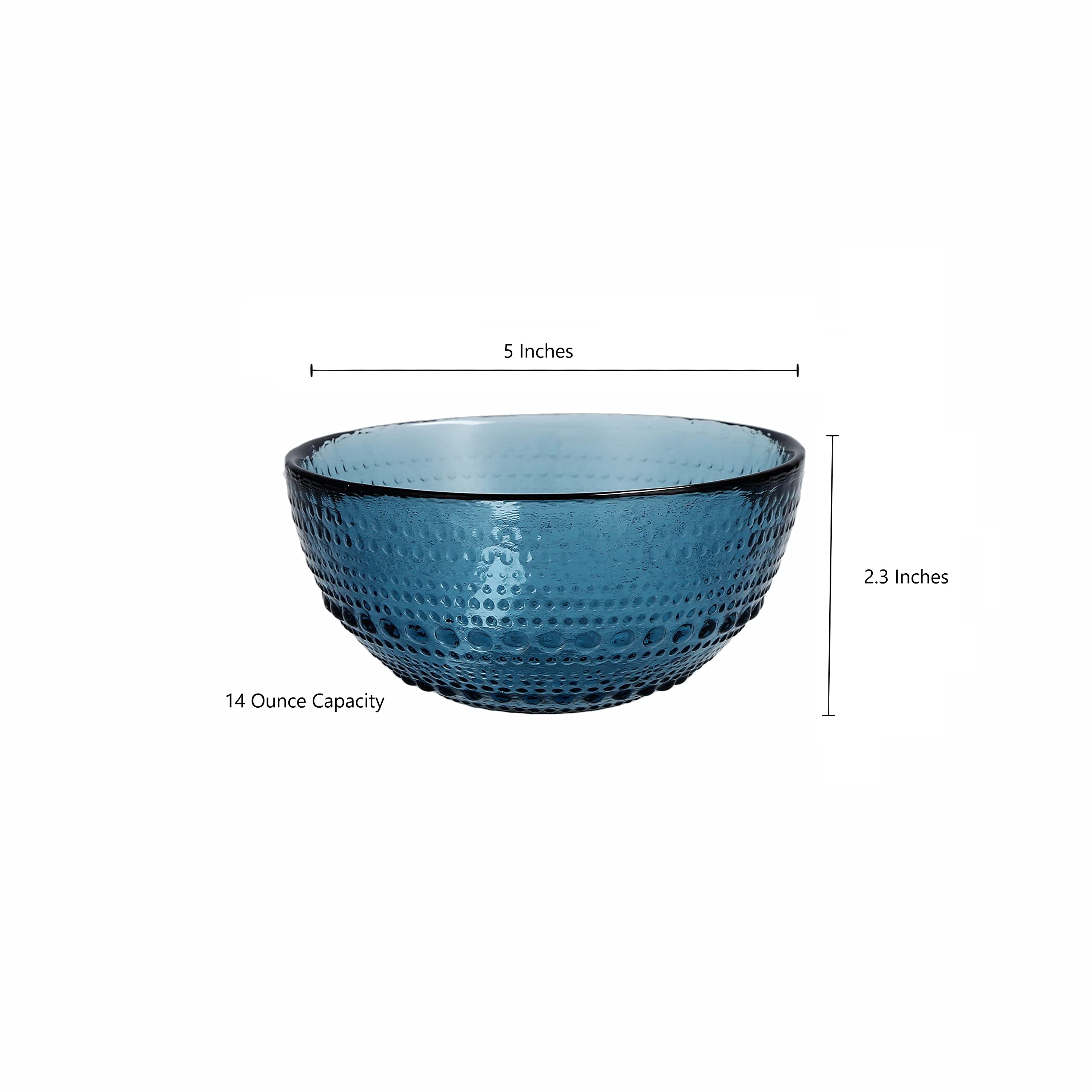 Fortessa Jupiter Vintage Glassware Collection 5 Inch Cereal Salad Dessert Snack All-Purpose Bowl 6 Pack, Smoke Gray, 14 Ounce (6 Pack)