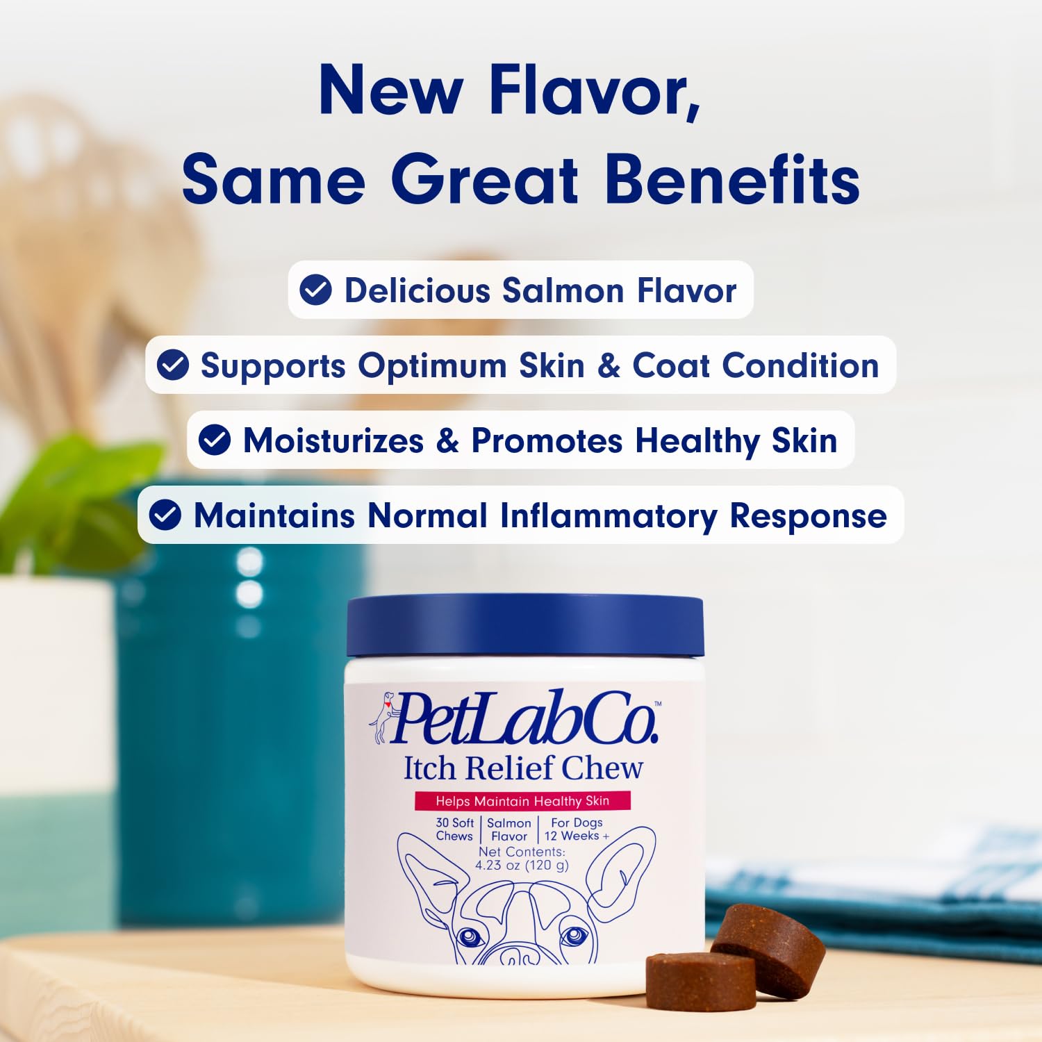 PetLab Co. Itch Relief Salmon Chews β Delicious Salmon Flavor - Support for Dry, Occasionally Itchy Skin & Coats β Expertly Formulated