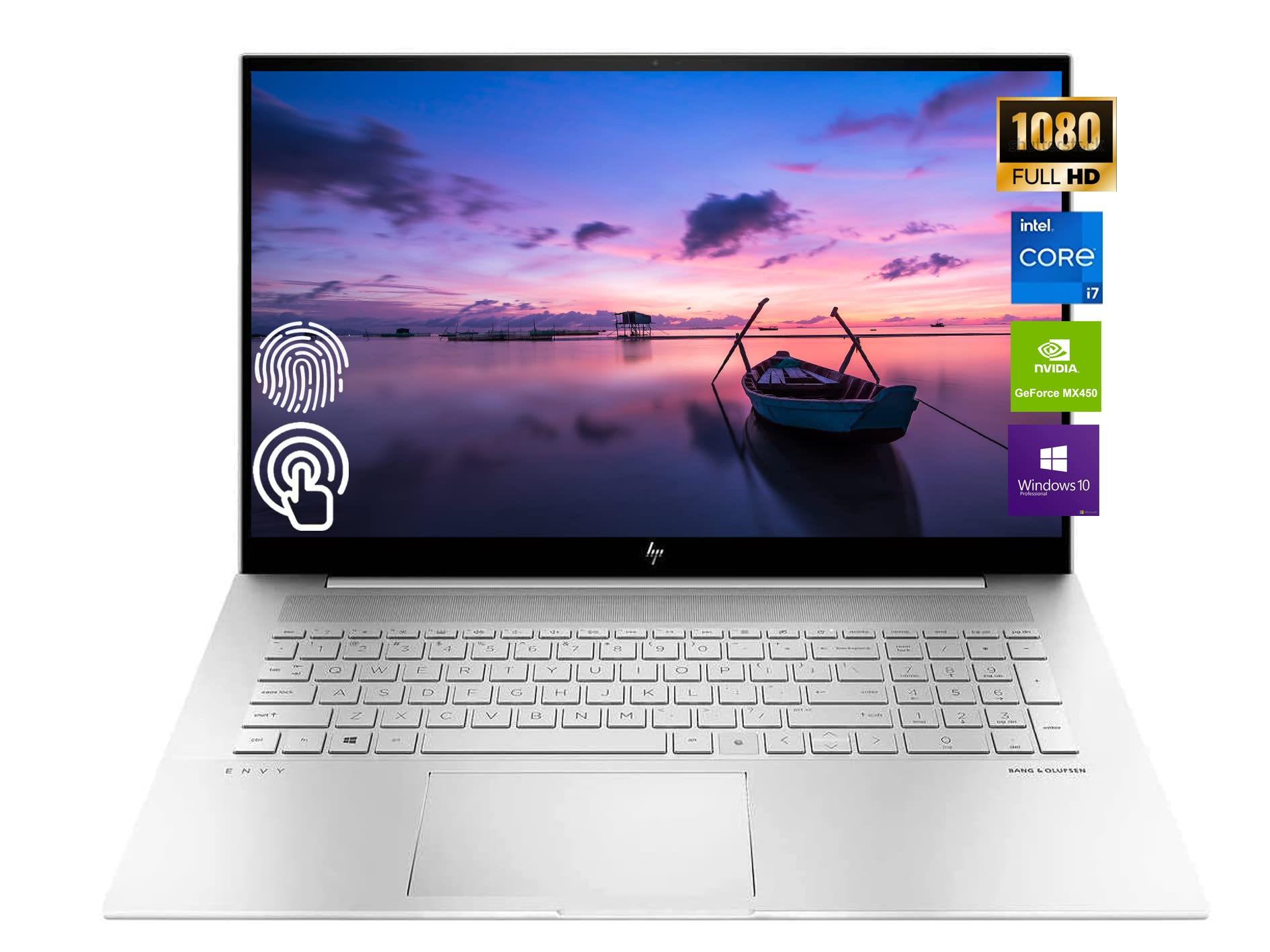 HP Envy 17.3" FHD Touchscreen Business Laptop, Intel Core i7-1165G7, Windows 10 Pro, 64GB RAM, 2TB SSD, Backlit Keyboard, Long Battery Life, NVIDIA GeForce MX450, 32GB USB Card