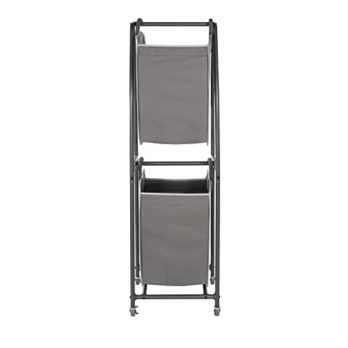 Neatfreak - 2 Tier Laundry Sorter - Laundry Hamper With Wheels & 2 x Laundry Basket Tote Bags For Dirty Clothes, Towels, Blankets, Bathroom Storage & Laundry Room Organization